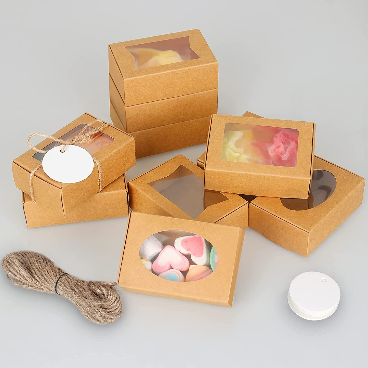 IYFFDFE-Soap Box, 30Pcs Packaging Boxes with Window, Kraft Paper, for ...