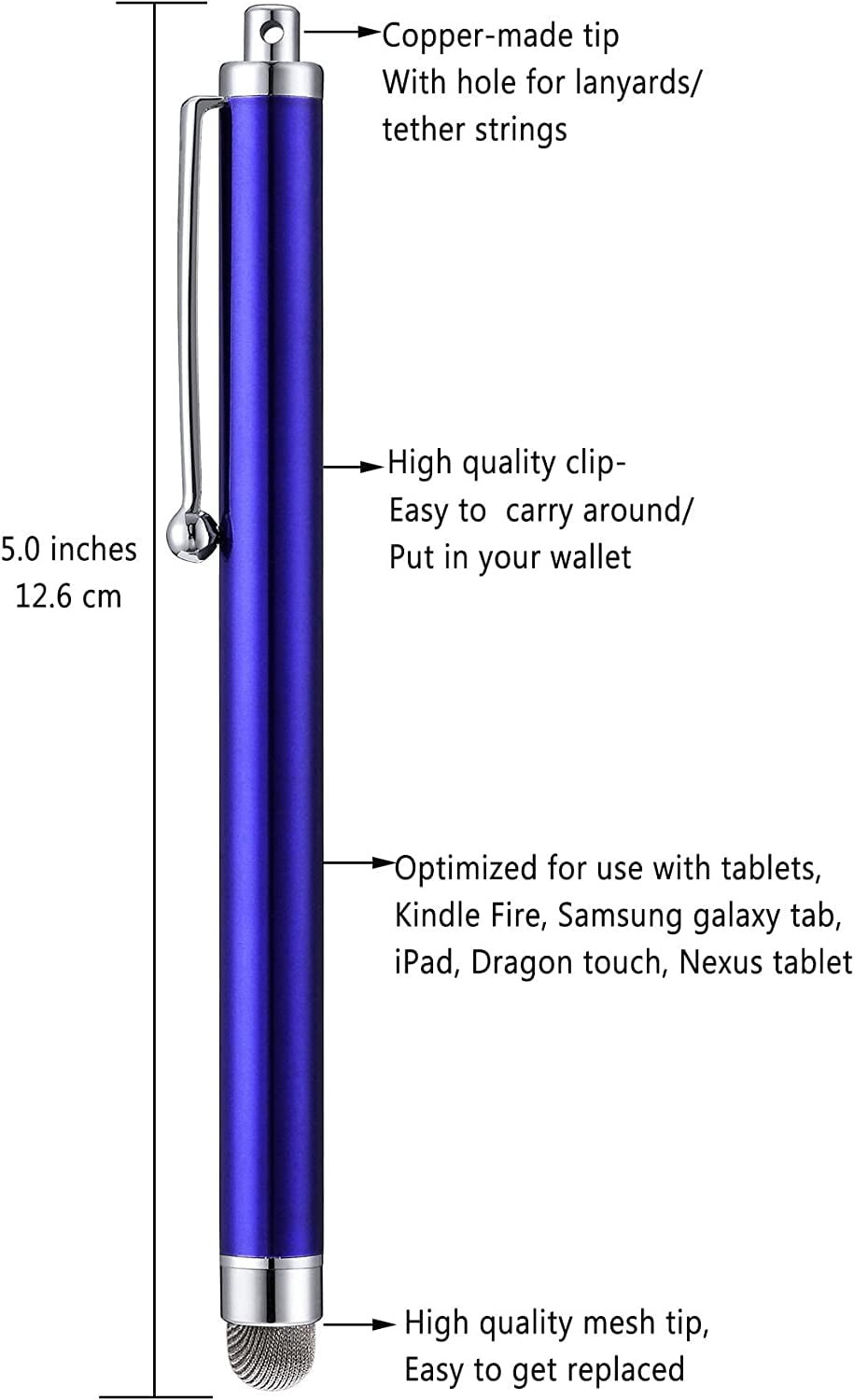 IYFFDFE-Stylus, 4 Pcs 5.0 Inch Mesh Fiber Tip Stylus Pens for Touch ...