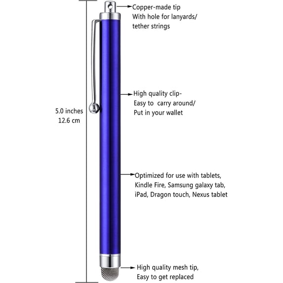 IYFFDFE-Stylus, 4 Pcs 5.0 Inch Mesh Fiber Tip Stylus Pens for Touch ...