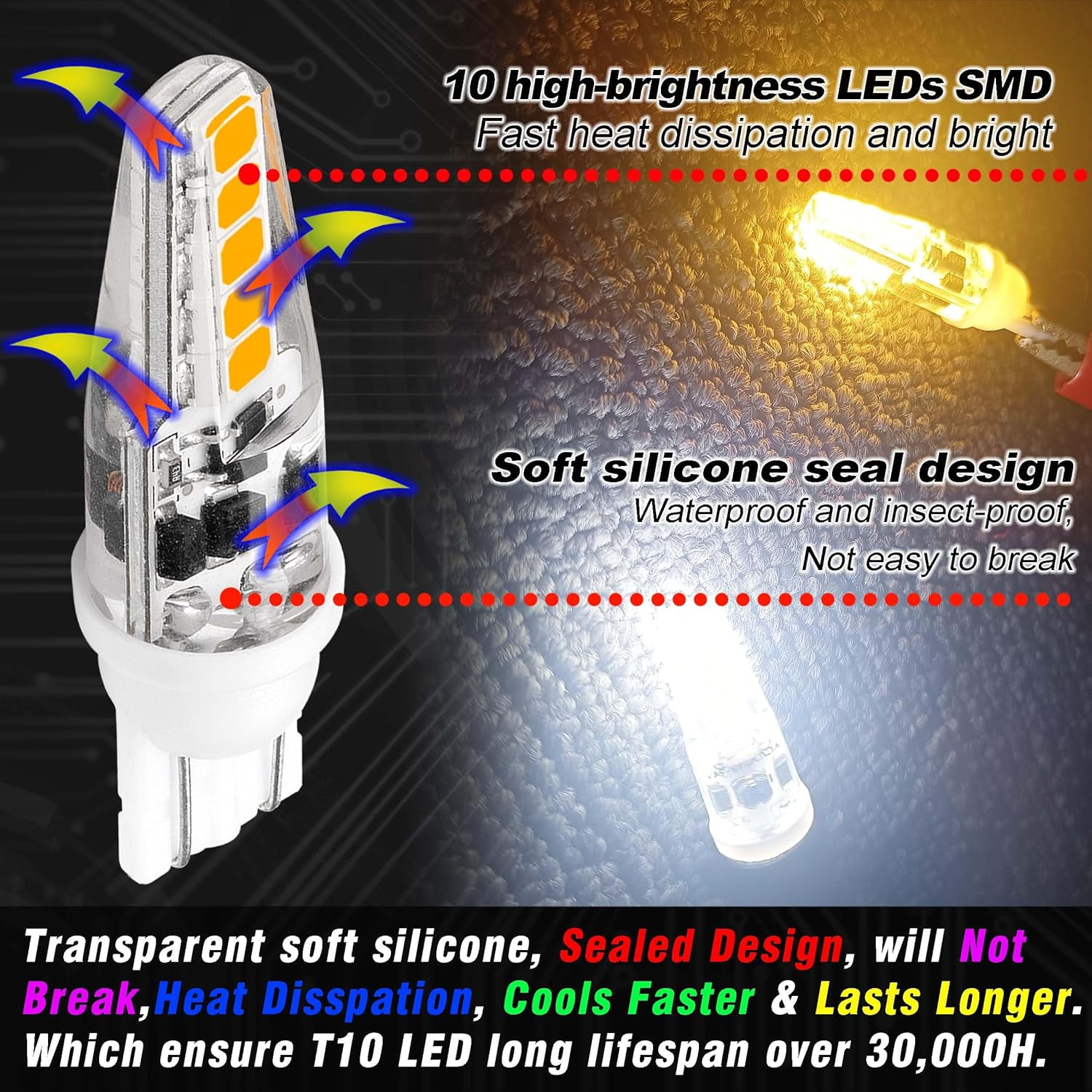 IYFFDFE-T10 Wedge Base Landscape 194 921 LED Light Bulb 2700K Warm ...