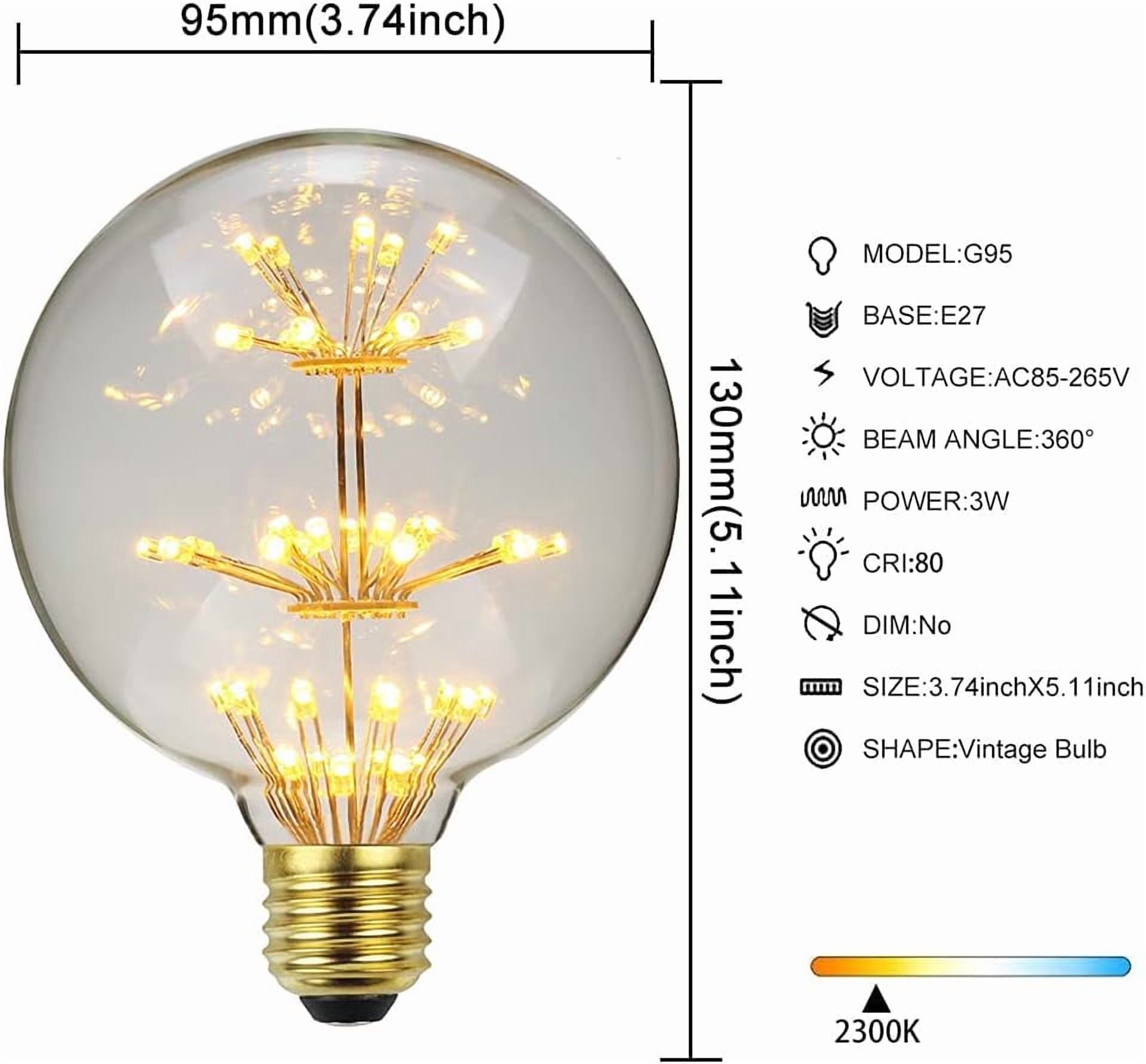 IYFFDFE-Vintage Led Bulb G95 Firework 3Watts Edison Bulb 2200Kelvin ...