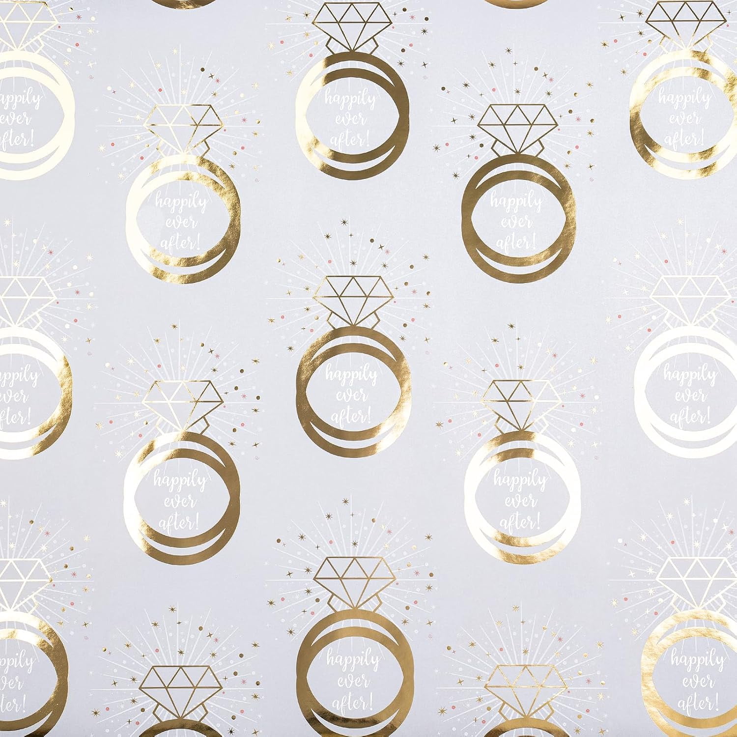 IYFFDFE-Wedding Wrapping Paper Roll, Mini Roll, Gold Rings, Diamond ...