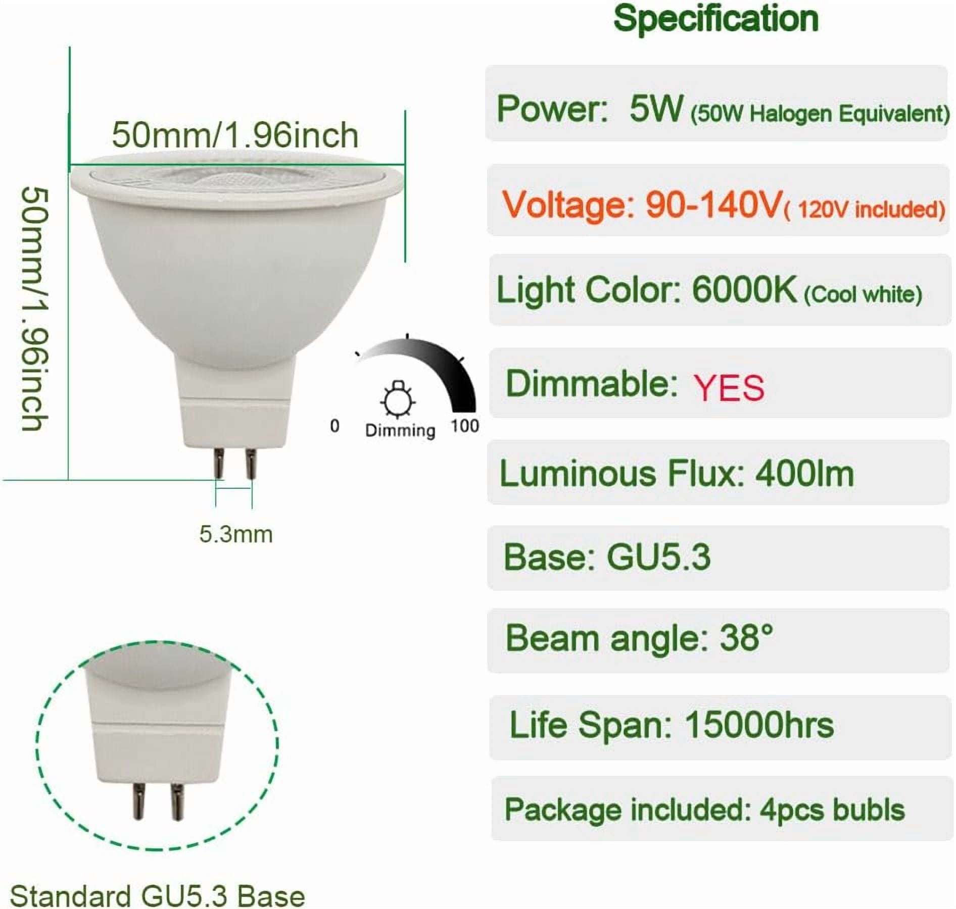 IYFFDFE-mr16 led Bulb dimmable 120v 110V 5W 6000K Daylight White Cool ...