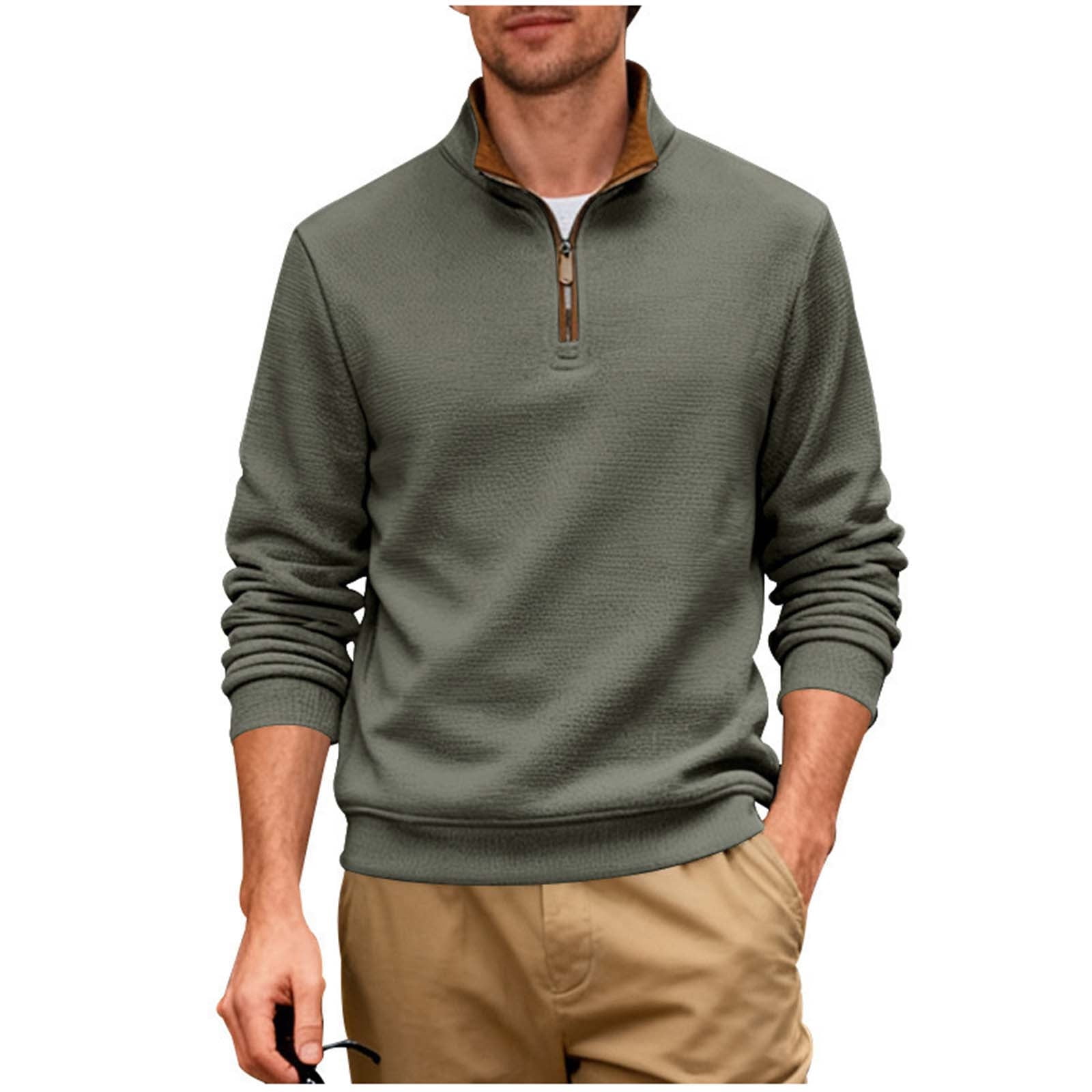 IYTR Long Sleeve T-Shirts for Men Half Zipper Standing Collar Pullover ...