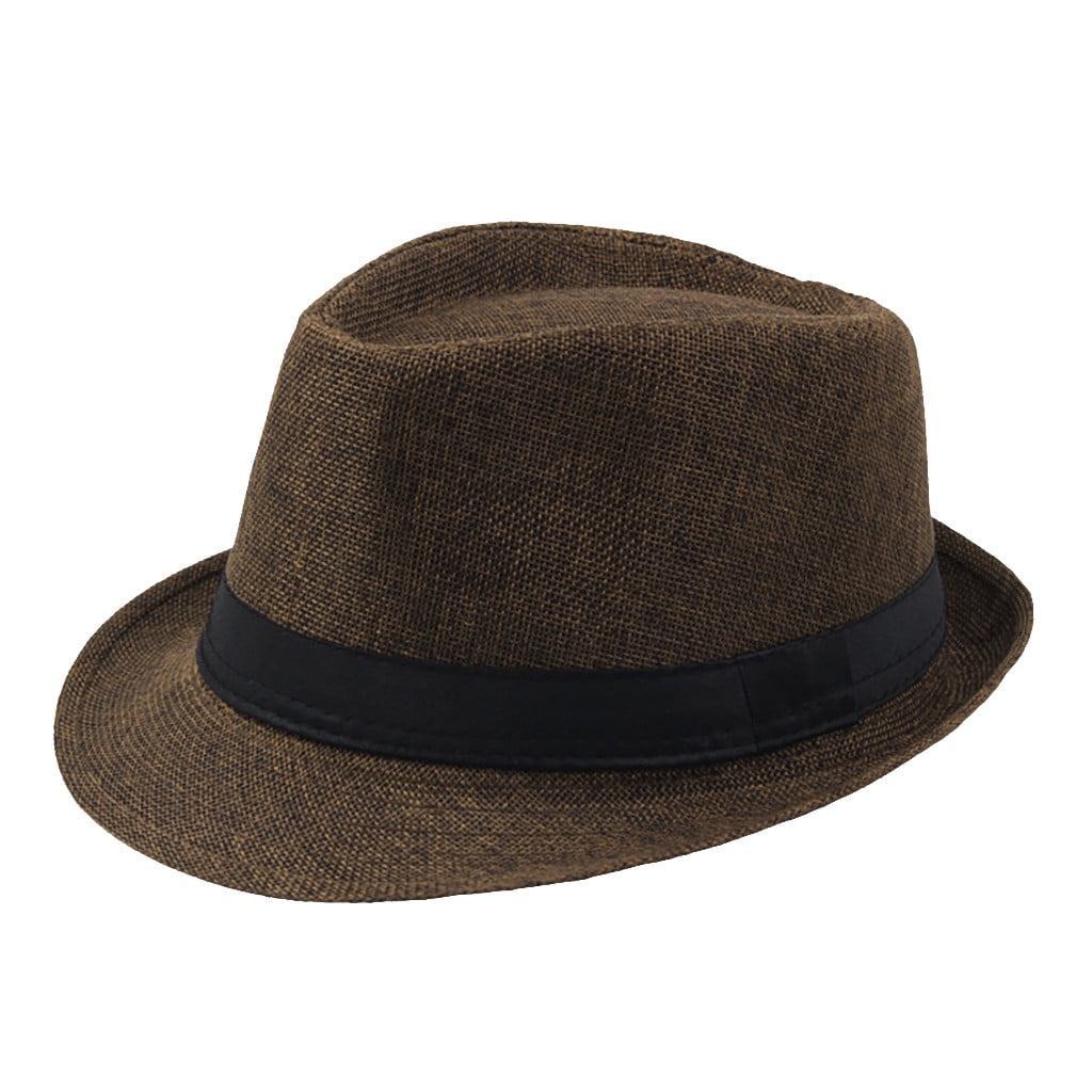 IYTR Men Fashion Straw Fedora Hat Sun Hat Wool Straw Beach Hat Bucket ...