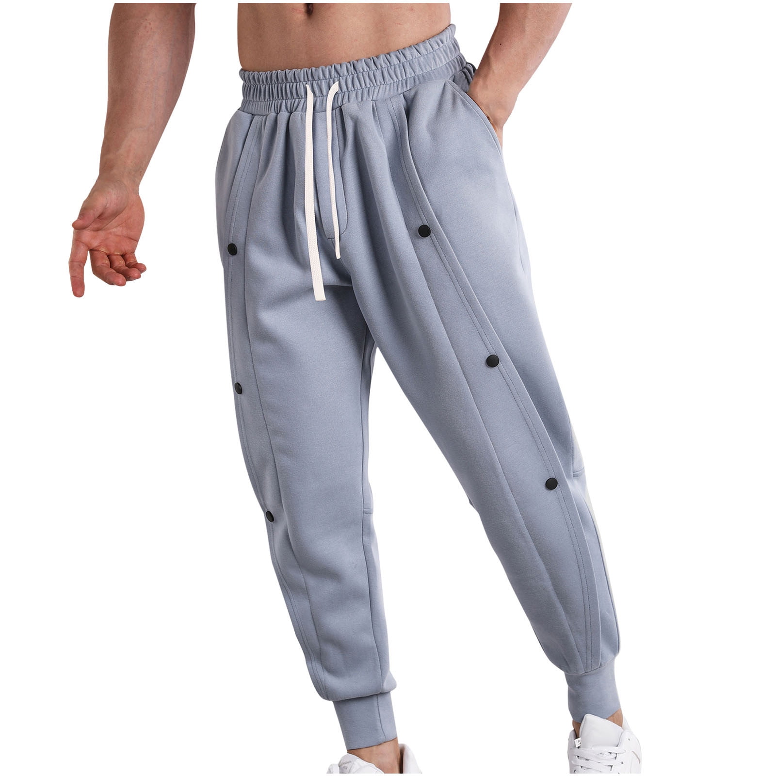IYTR Men's Button Fly Jogger Pants Loose Drawstring Solid Color Sweatpants Elastic Waist Sport ...