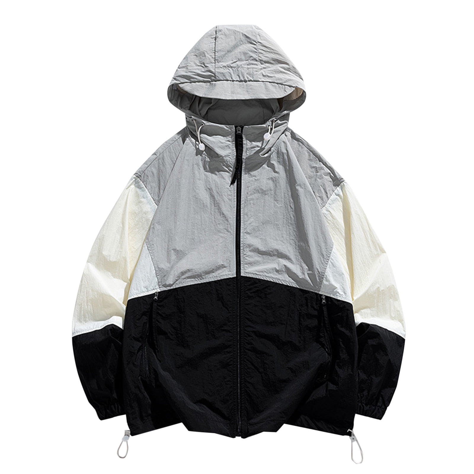 IYTR Men's Colorblock Windbreaker Jacket Long Sleeve Hooded Sport Coat ...