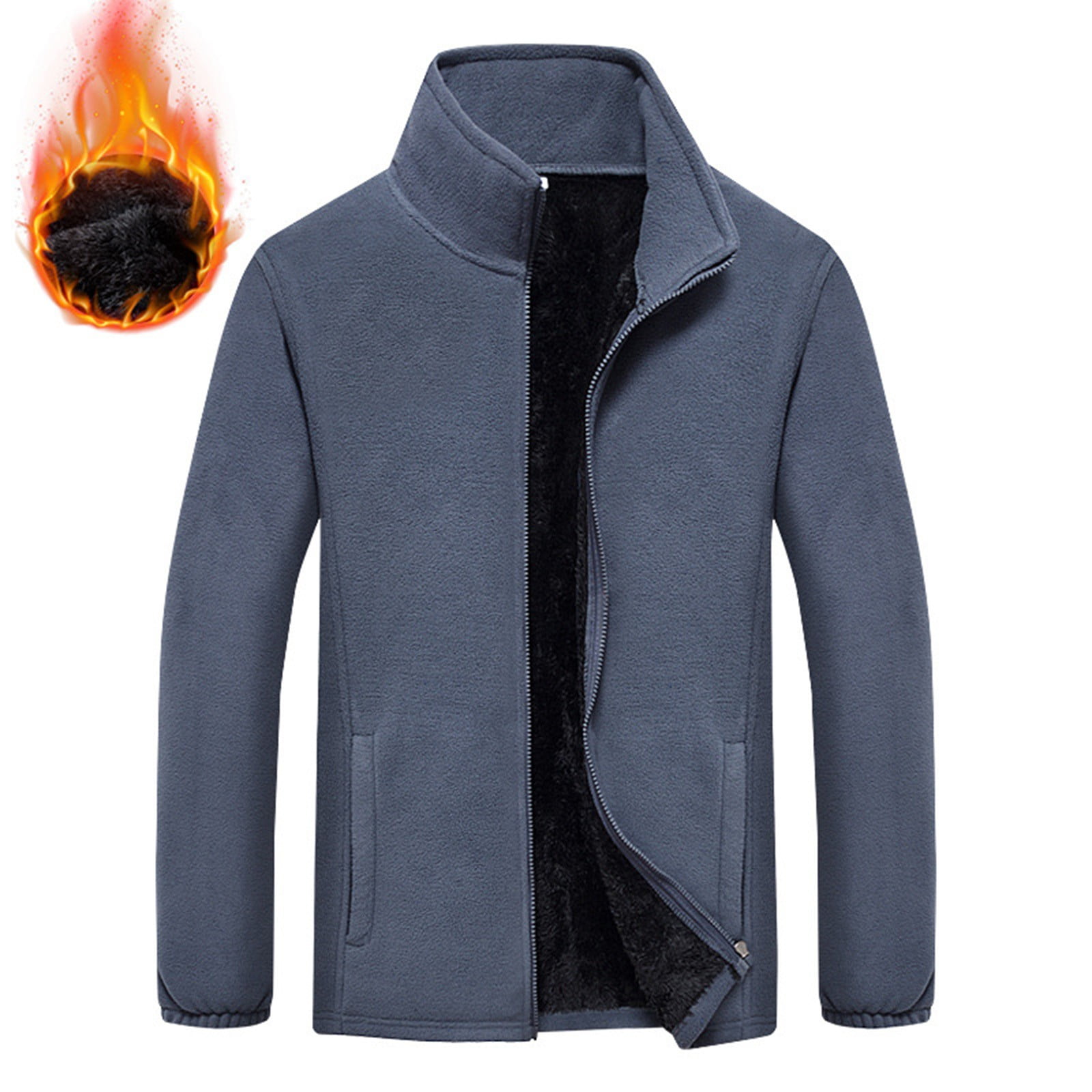 IYTR Men's Fleece Lined Zipper Jacket Winter Warm Fleece Jacket Full ...