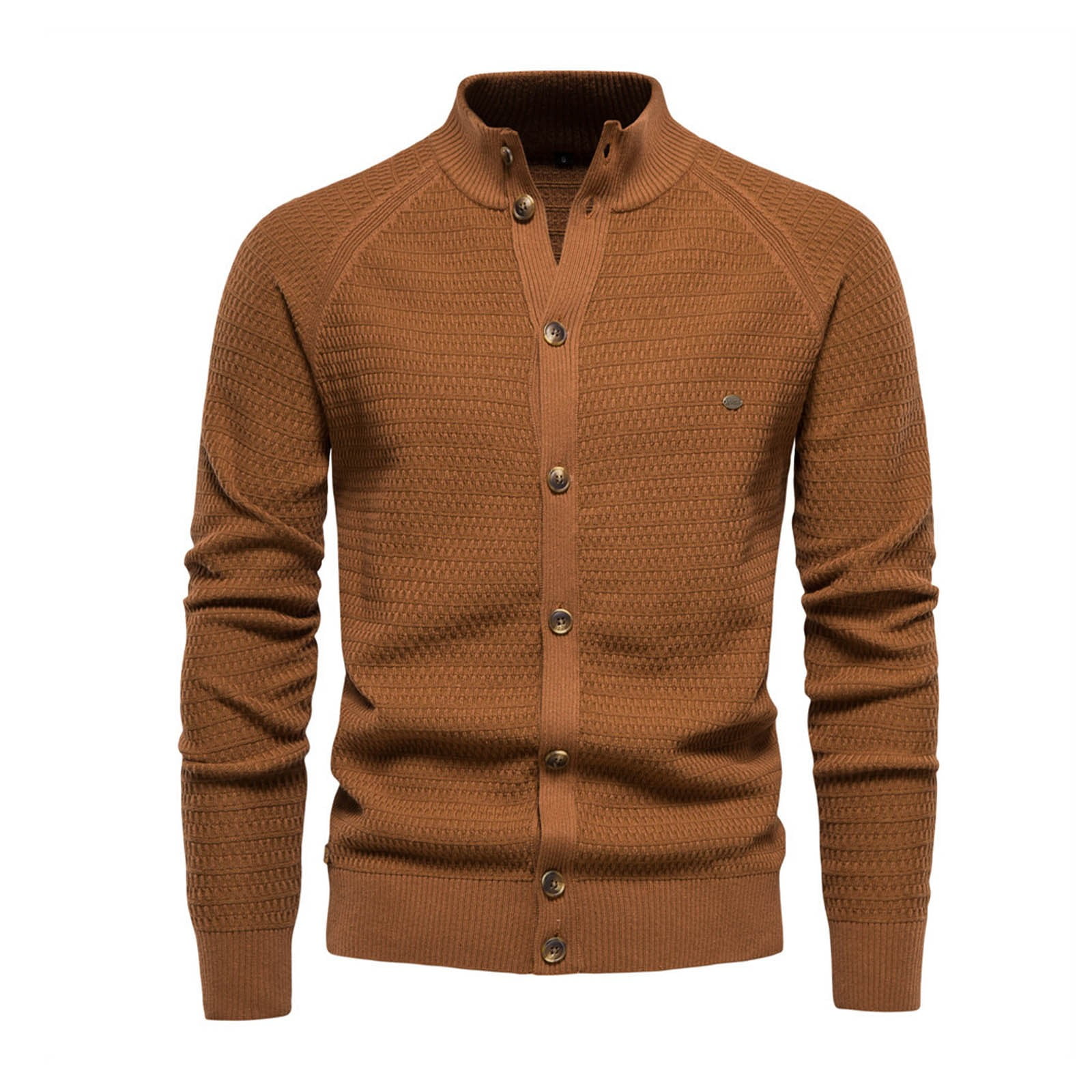 IYTR Men's Knit Cardigan Sweater Full Zip Up Stand Collar Jacket Button ...