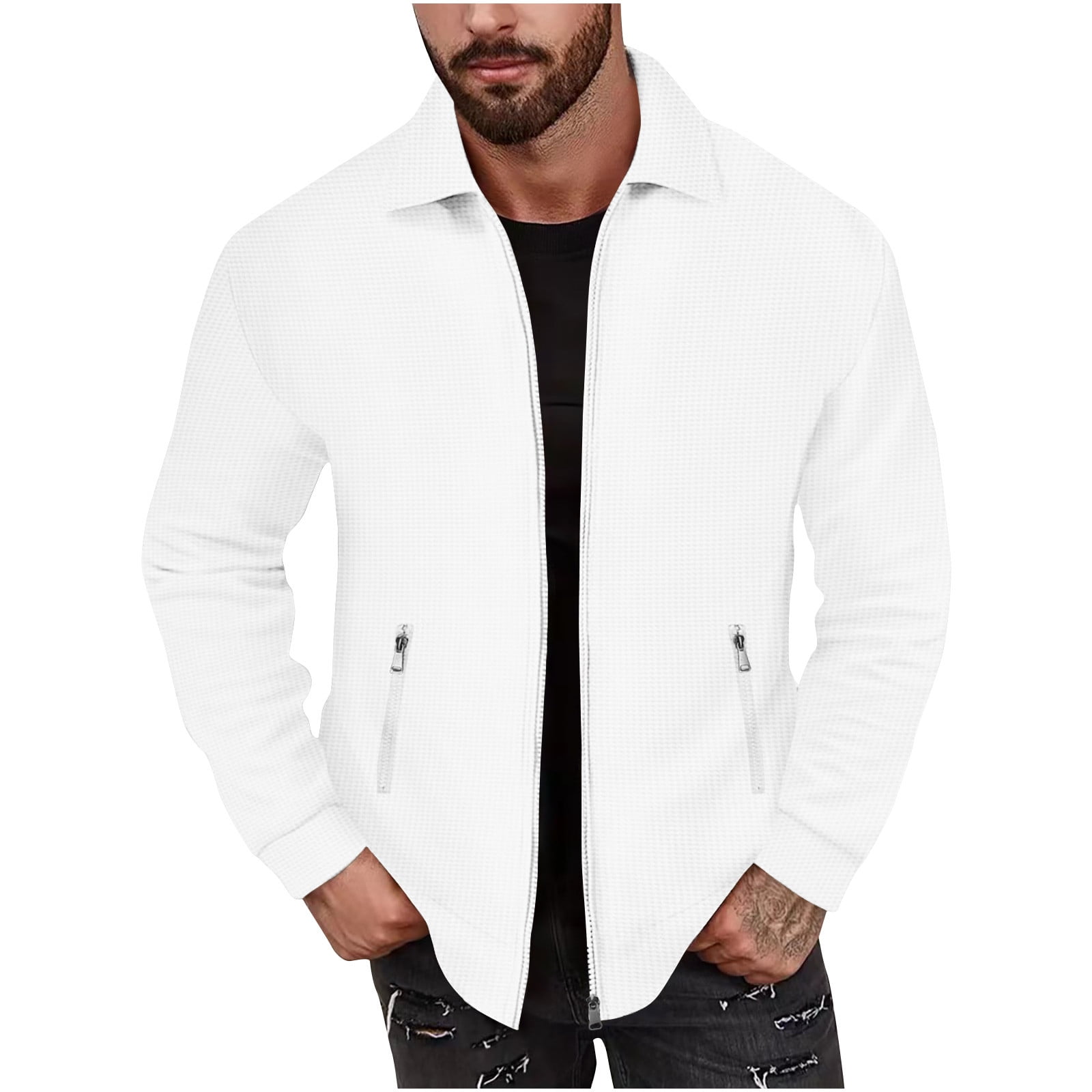 IYTR Men's Long Sleeve Color Block Knitted Sweater Jacket Coats with ...