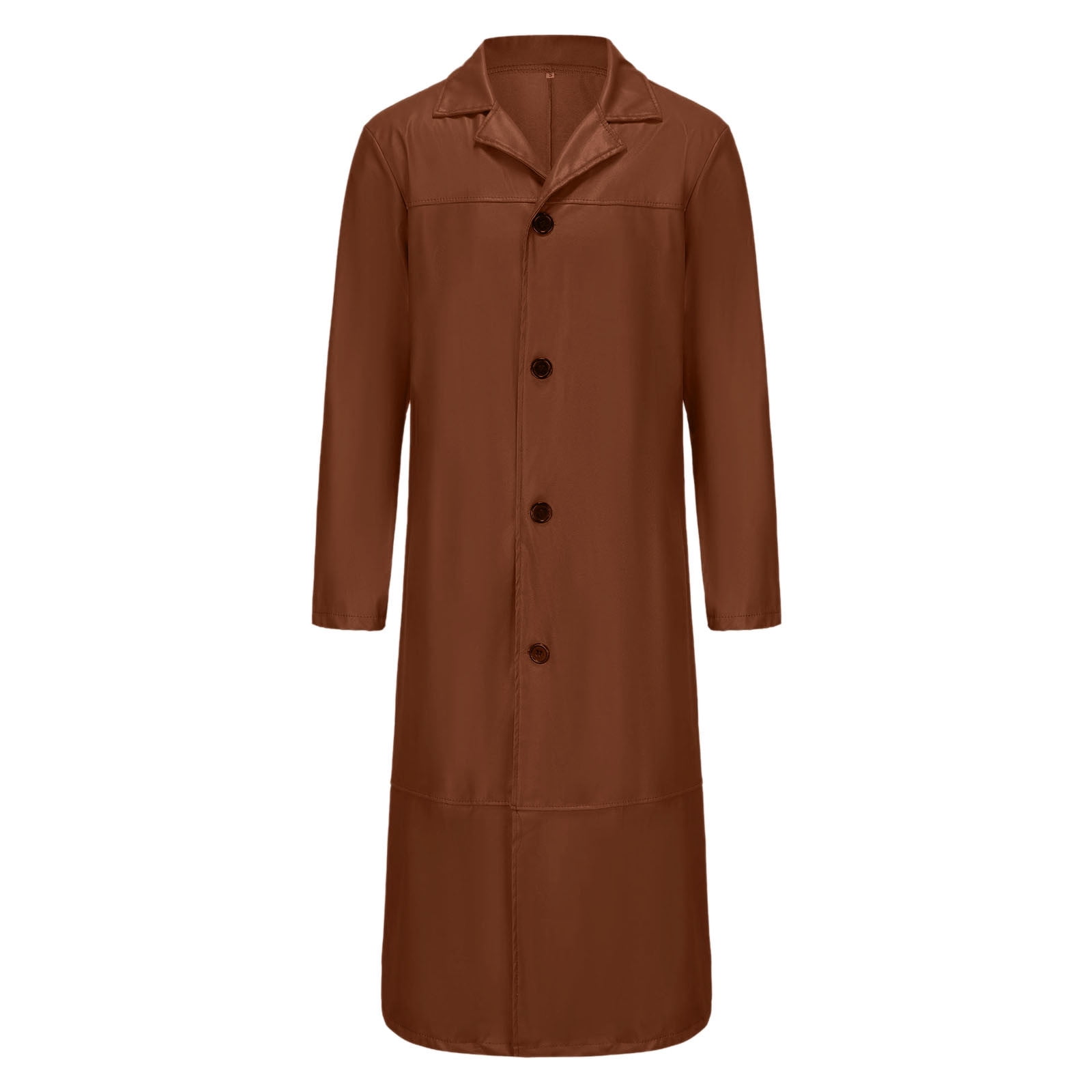 IYTR Men's Long Trench Coat Button Up Overcoat Solid Color Long Sleeve ...