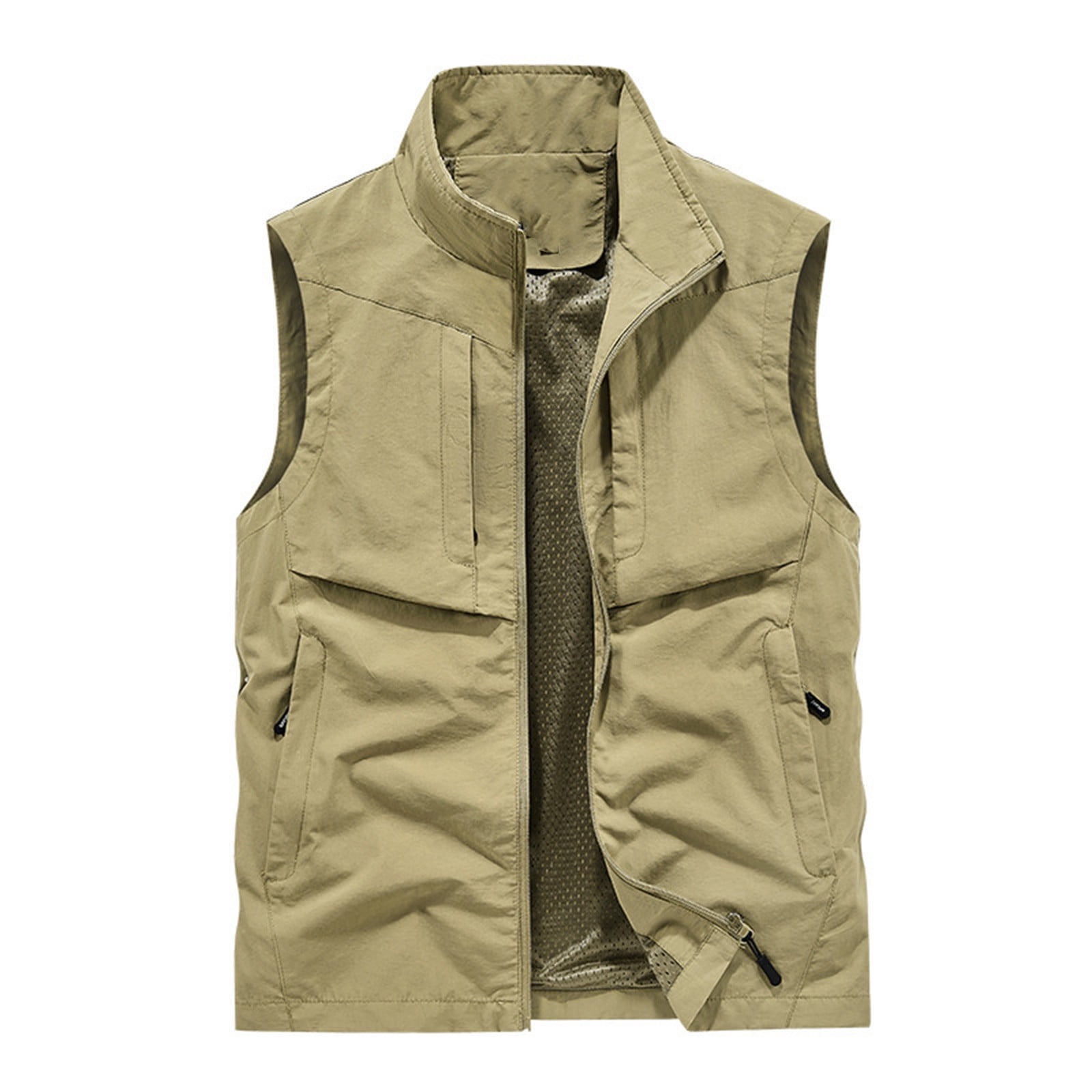 IYTR Men's Outdoor Travel Vest Lightweight Stand Collar Sleeveless ...