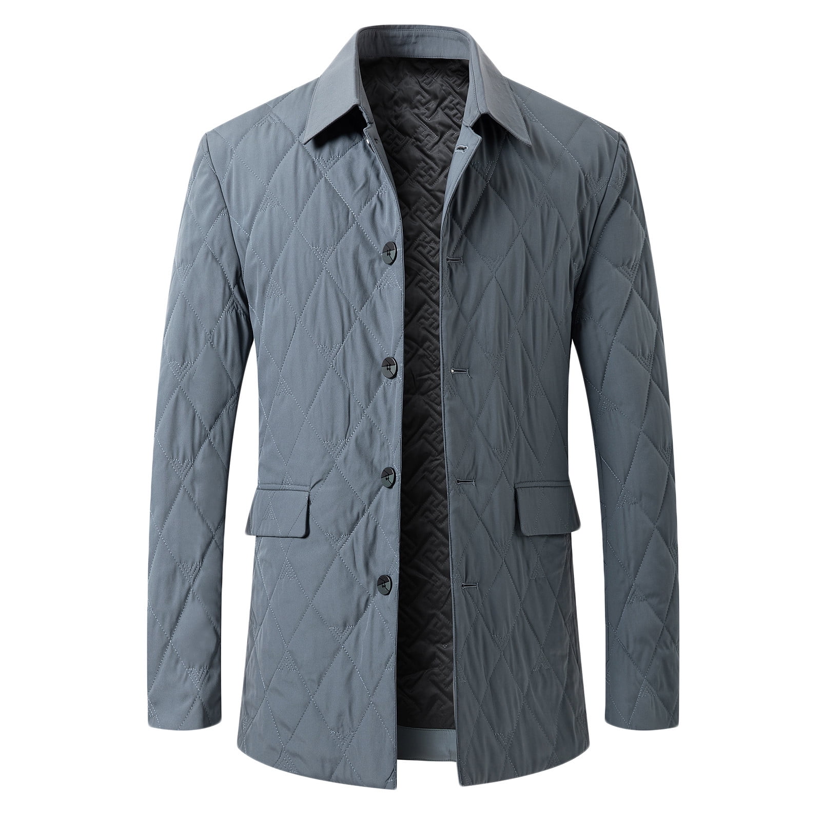 IYTR Men's Quilted Lightweight Transition Jacket Stand Collar Long ...
