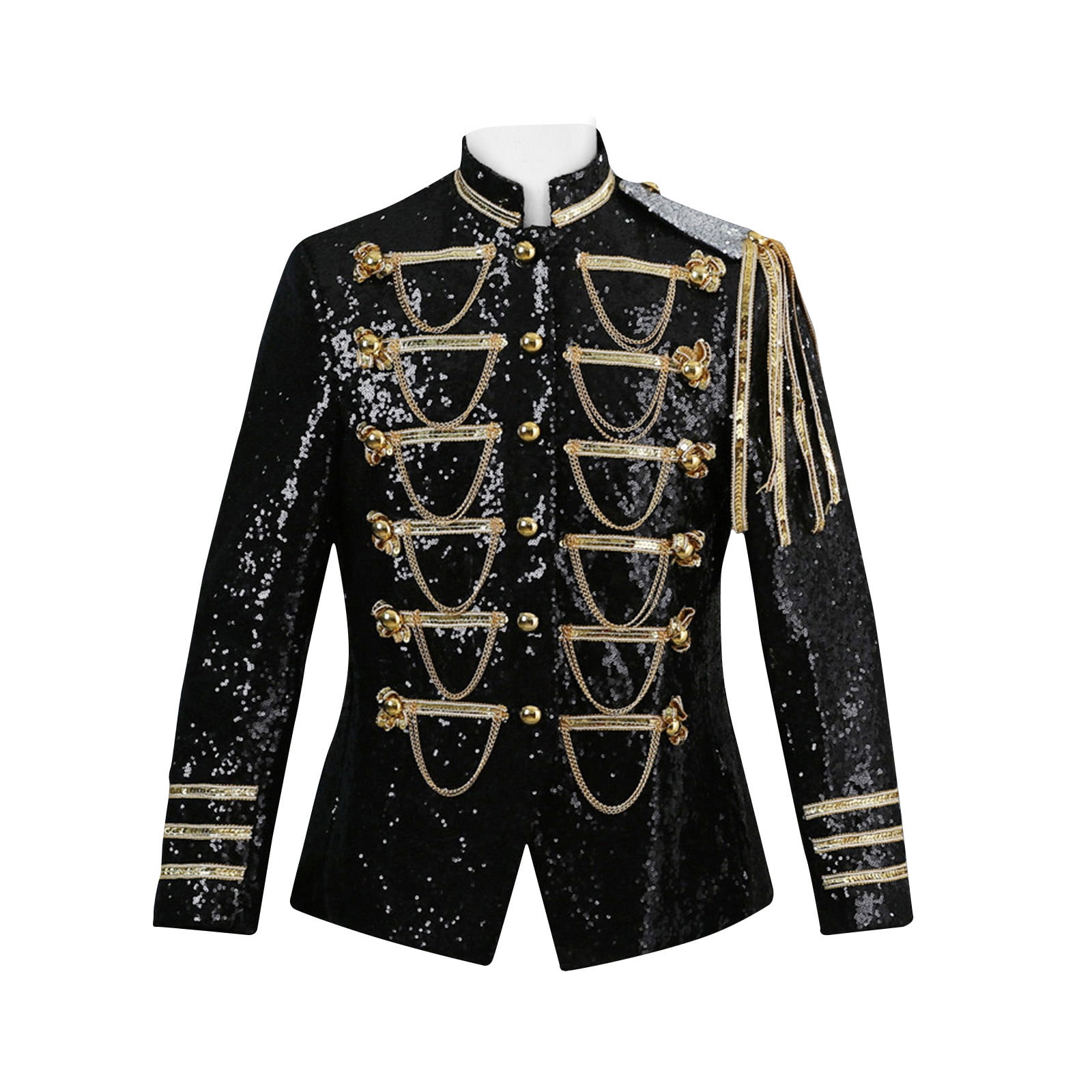 IYTR Men's Sequined Blazer Gold Chain Decor Long Sleeve Button Up ...