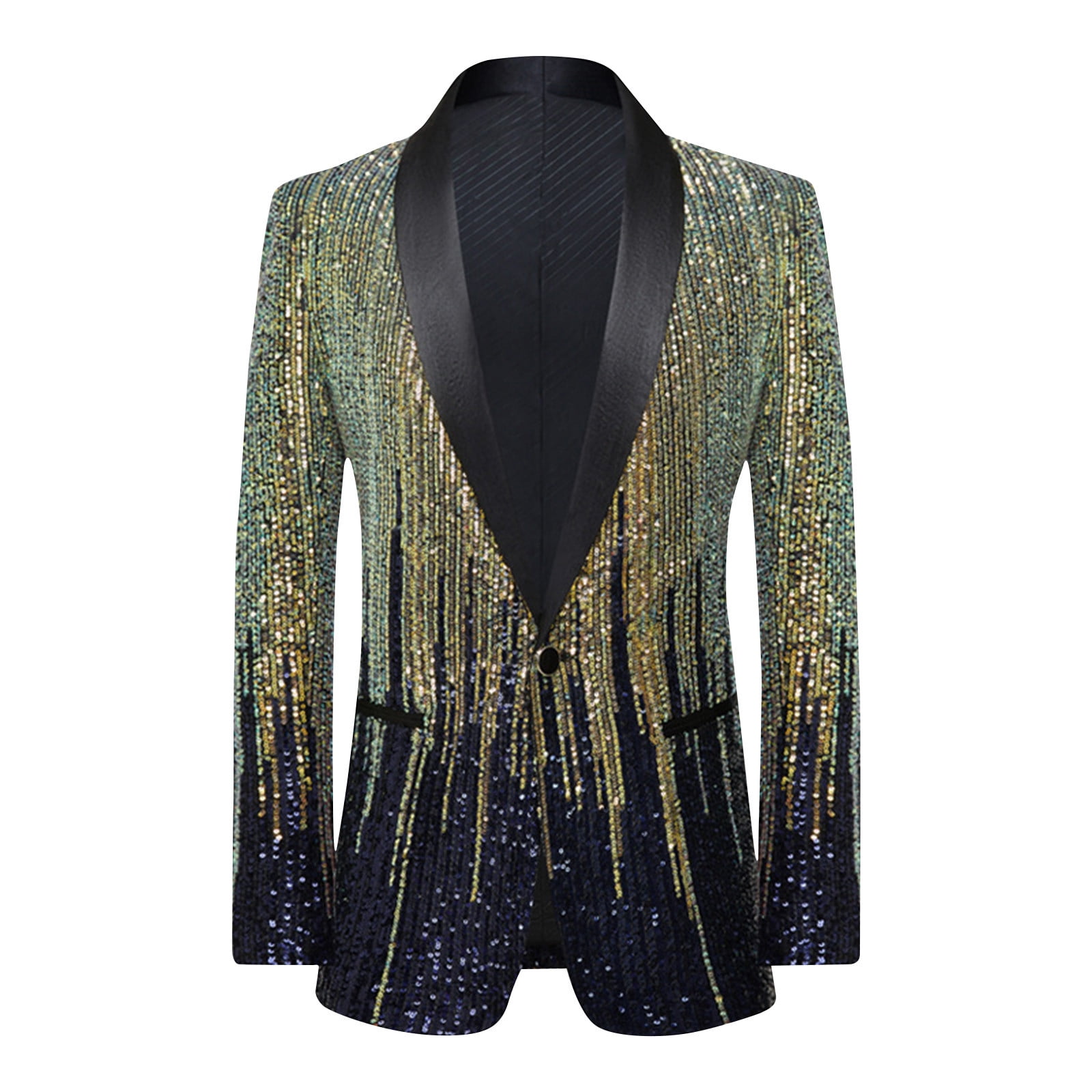 IYTR Men's Sequined Blazer Slim Party Wedding Suit Jacket Shiny Gold ...