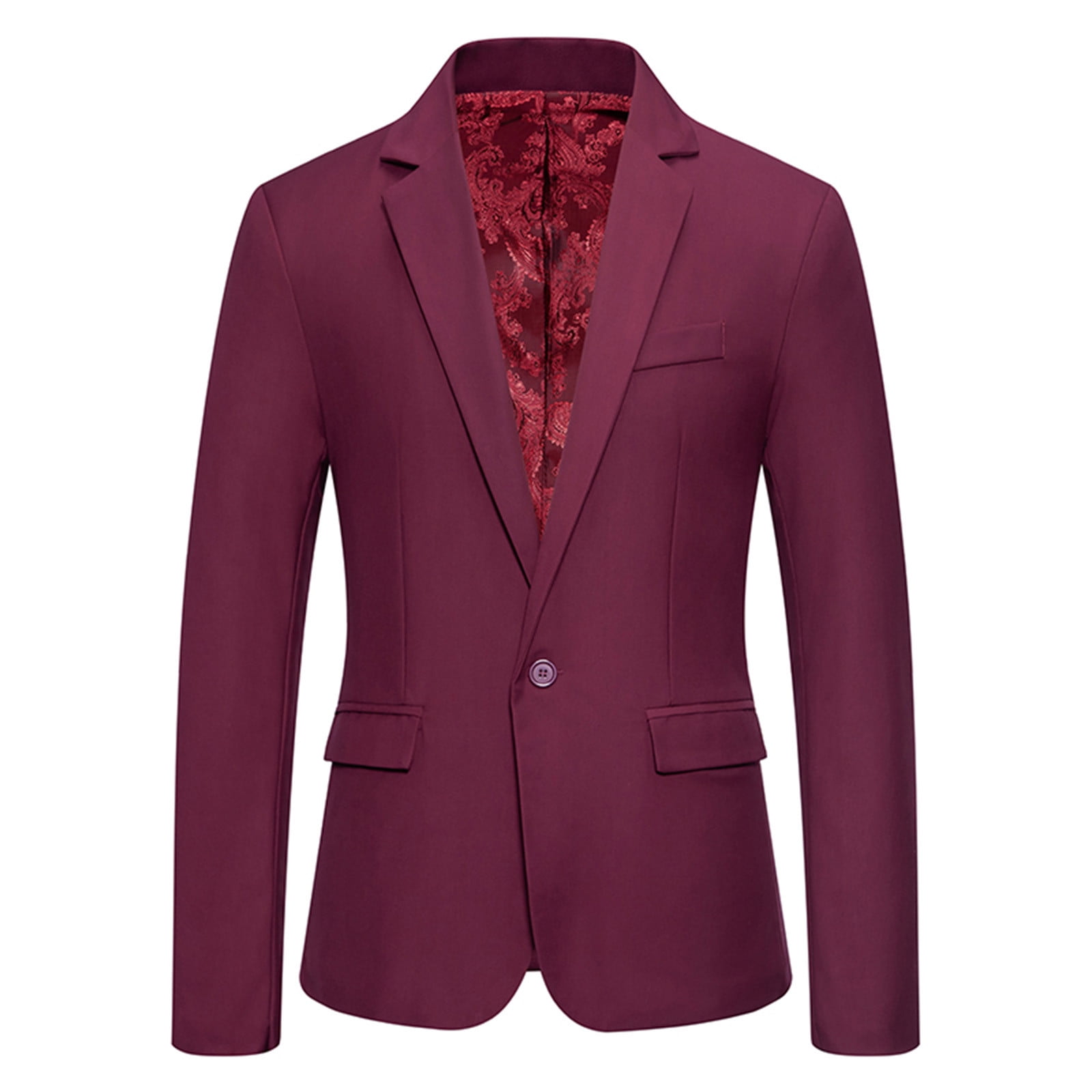 IYTR Men's Suit Jacket Solid Color Lapel Coat One Button Slim Fit ...