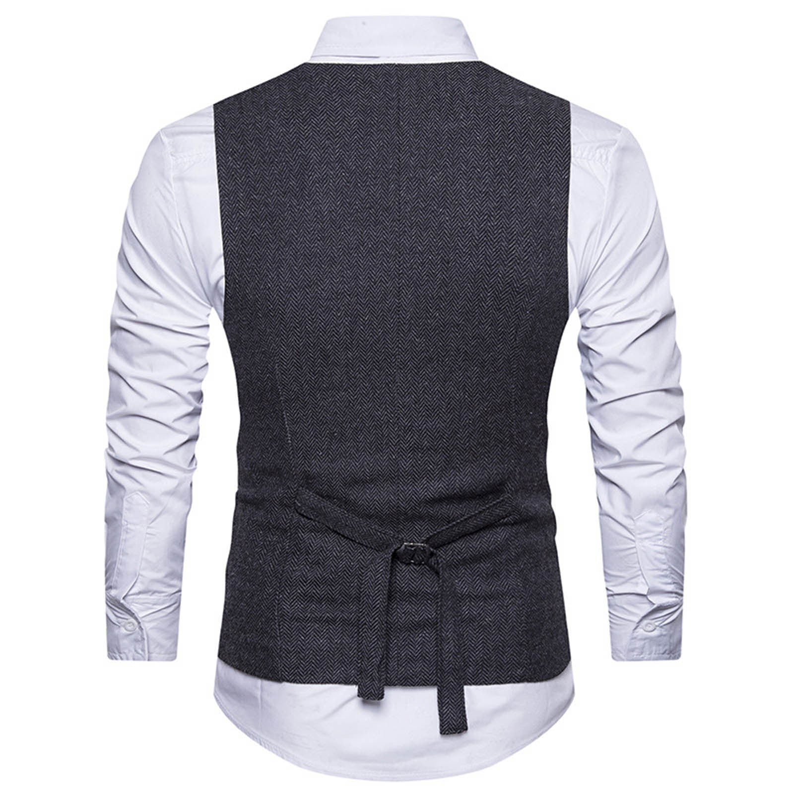 IYTR Men's Tweed Vest Herringbone Vests Slim Fit Waistcoat Double ...