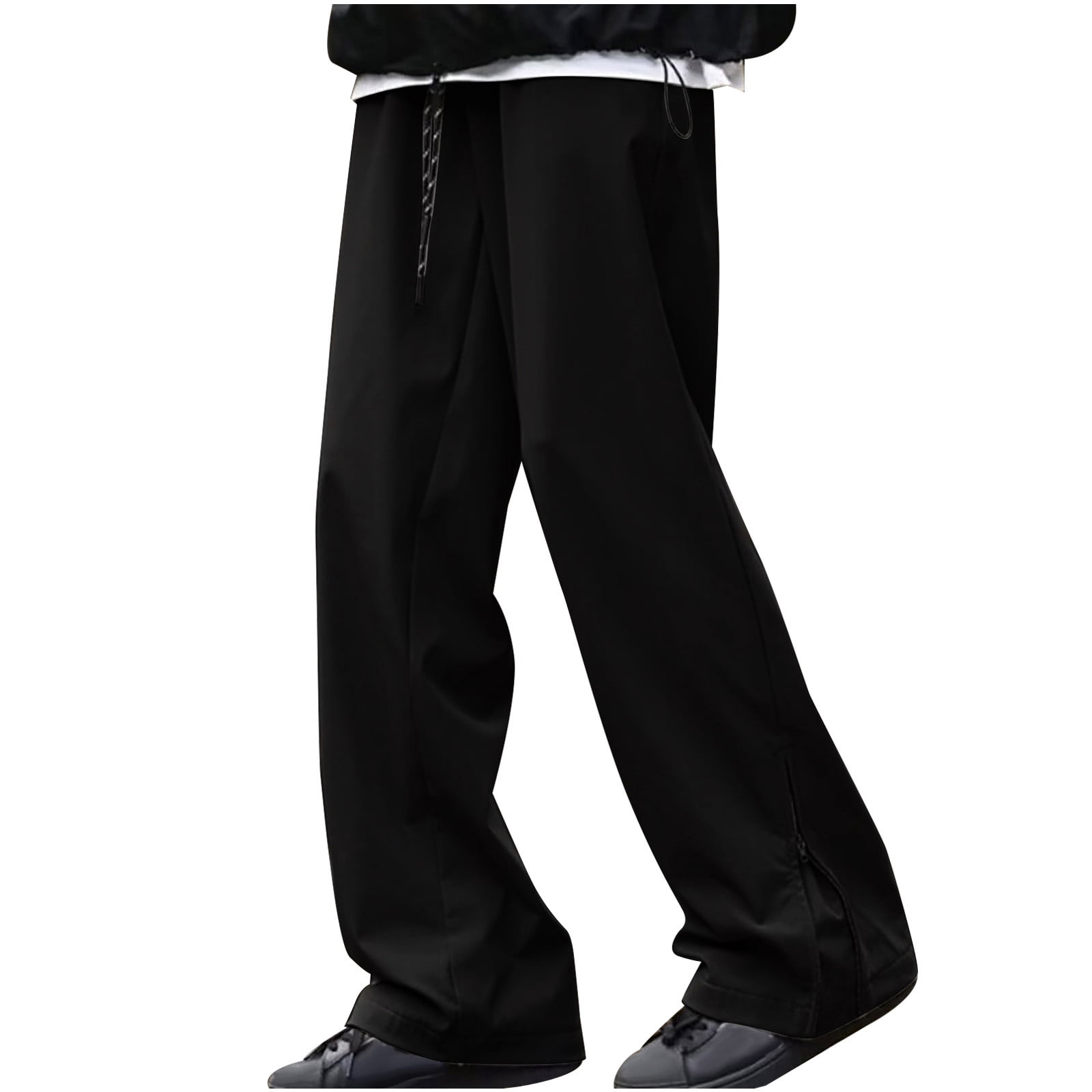 IYTR Men's Wide Leg Pants Loose Trousers Straight Leg Zipper Sweatpants ...