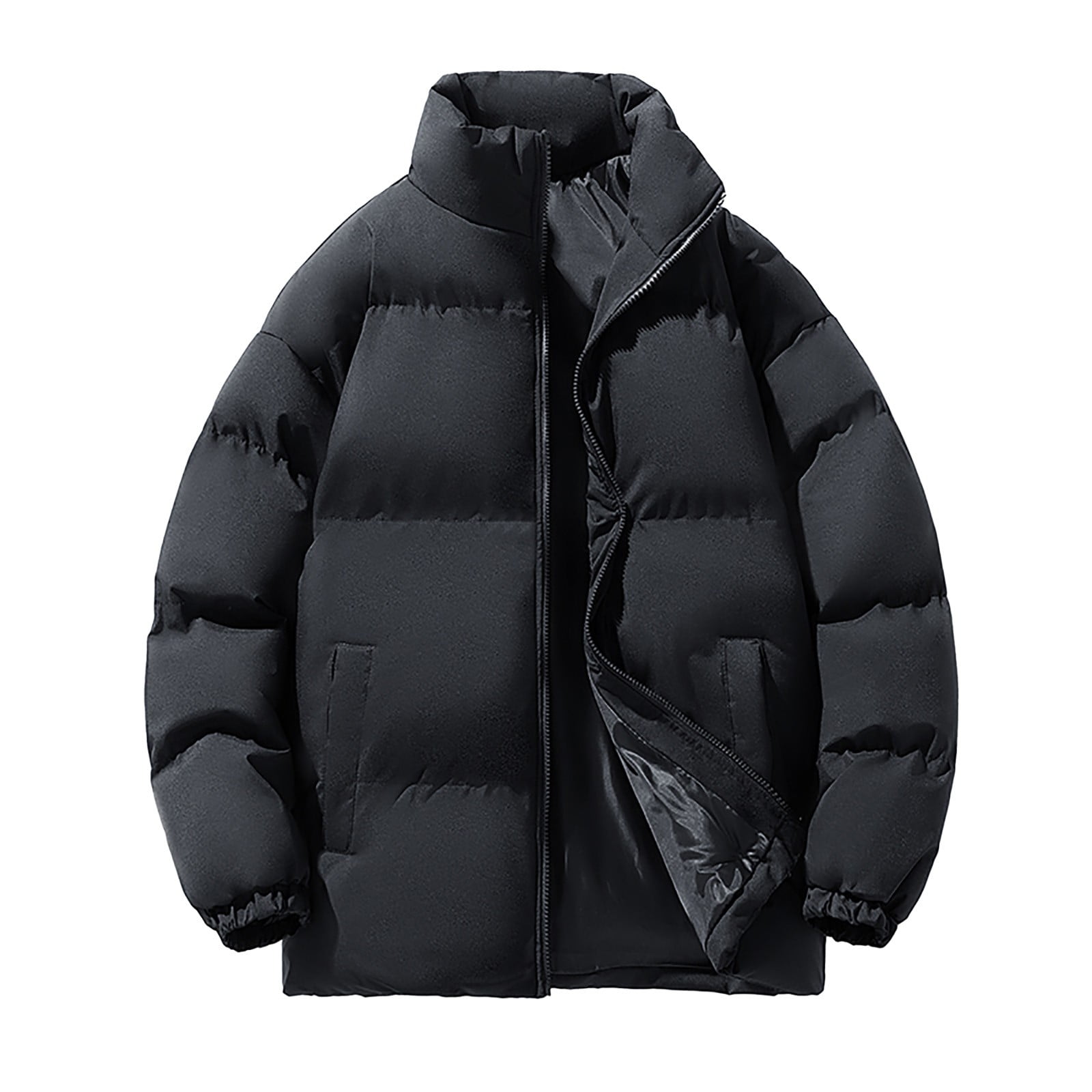 IYTR Men's Winter Puffer Jacket Warm Thick Down Coat Full Zipper Solid ...