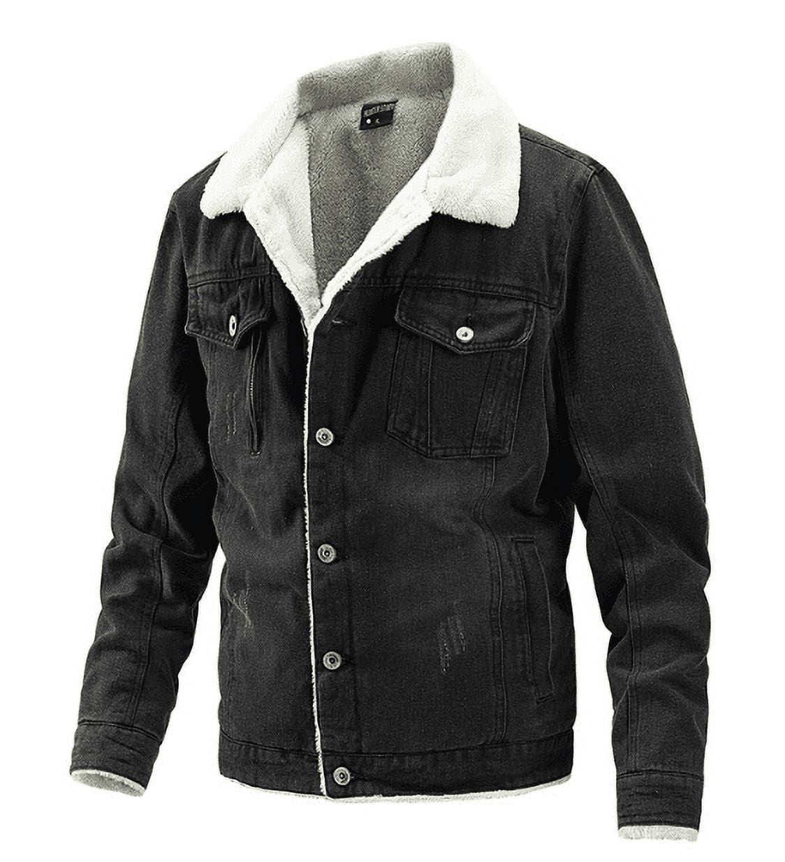 IYTR Men's Winter Warm Denim Trucker Jean Jacket with Fleece Lining ...