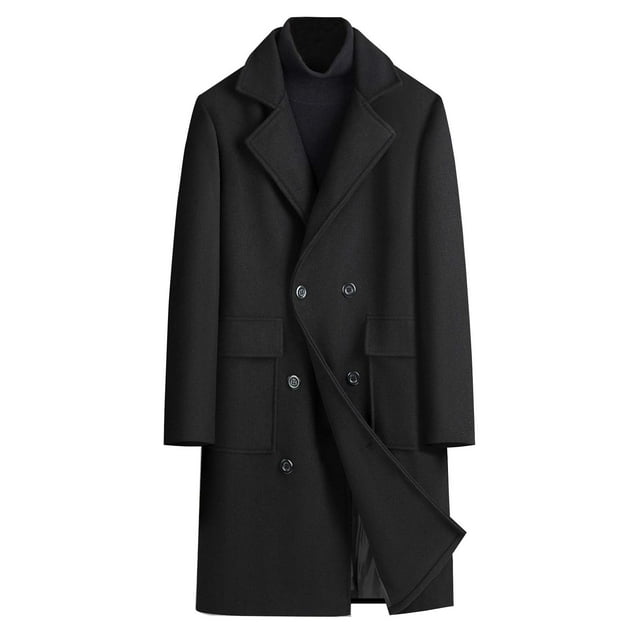 IYTR Men's Wool Overcoat Double Breasted Trench Coat Winter Warm Long ...
