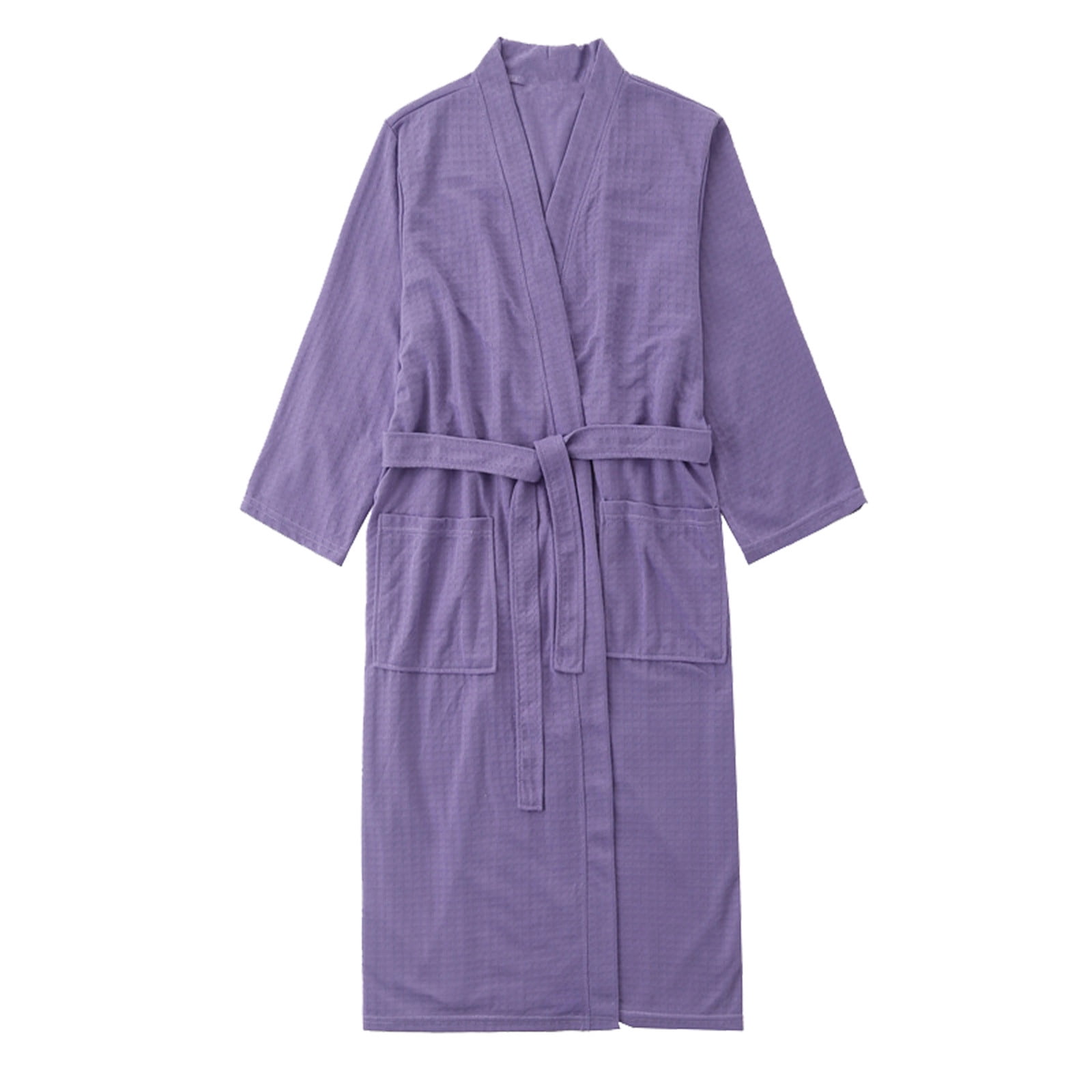 IYTR Mens Bathrobe Solid Color Shawl Collar Robe Waffle Thin Robe In ...