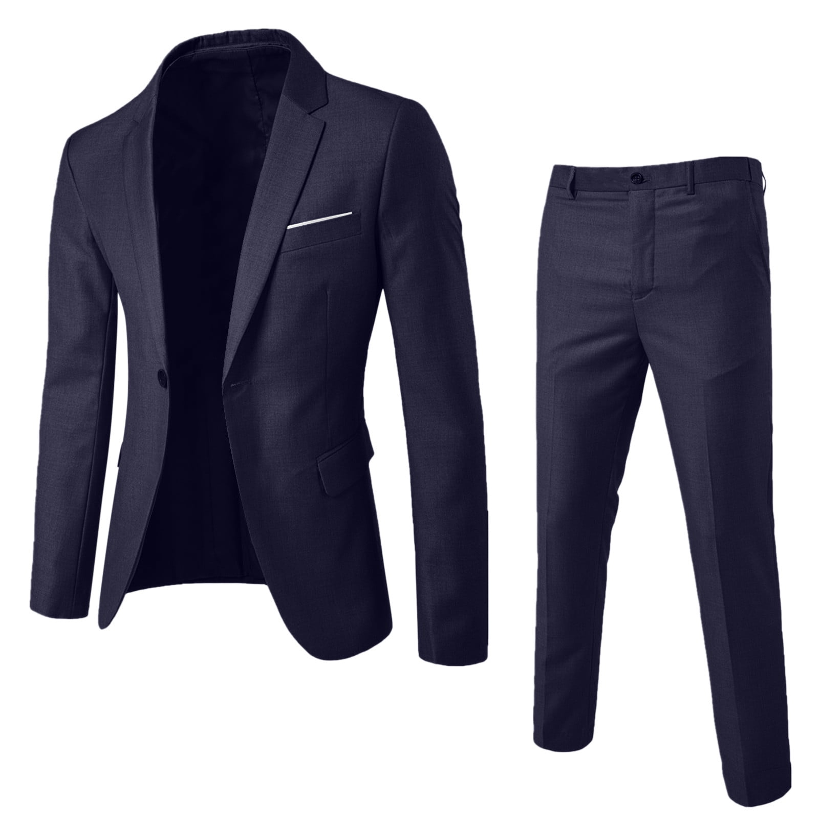 IYTR Mens Business Casual 2 Piece Solid Color Lapel Long Sleeve Coat ...