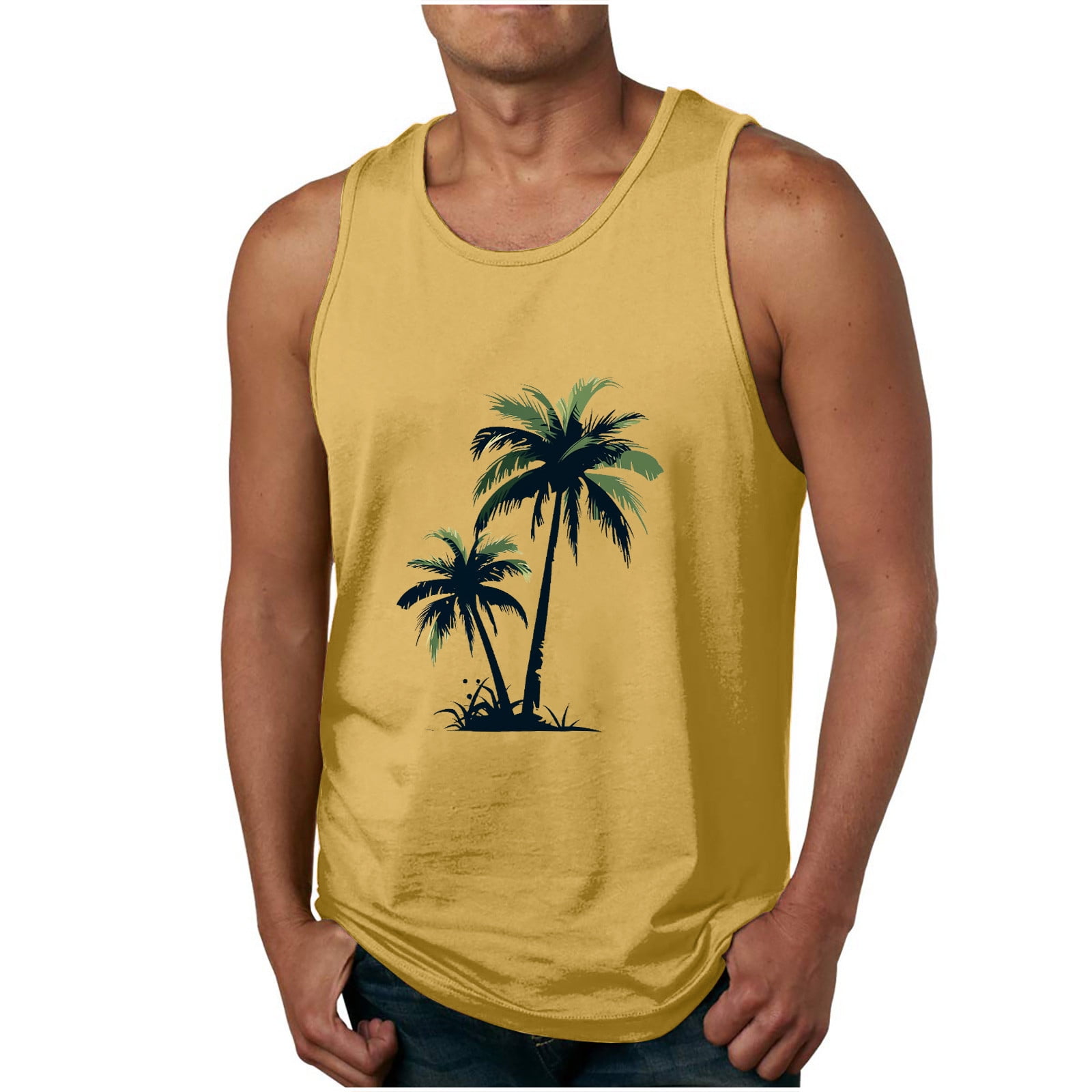 IYTR Mens Hawaiian Beach Tank Tops Summer Comfy Coconut Printing ...