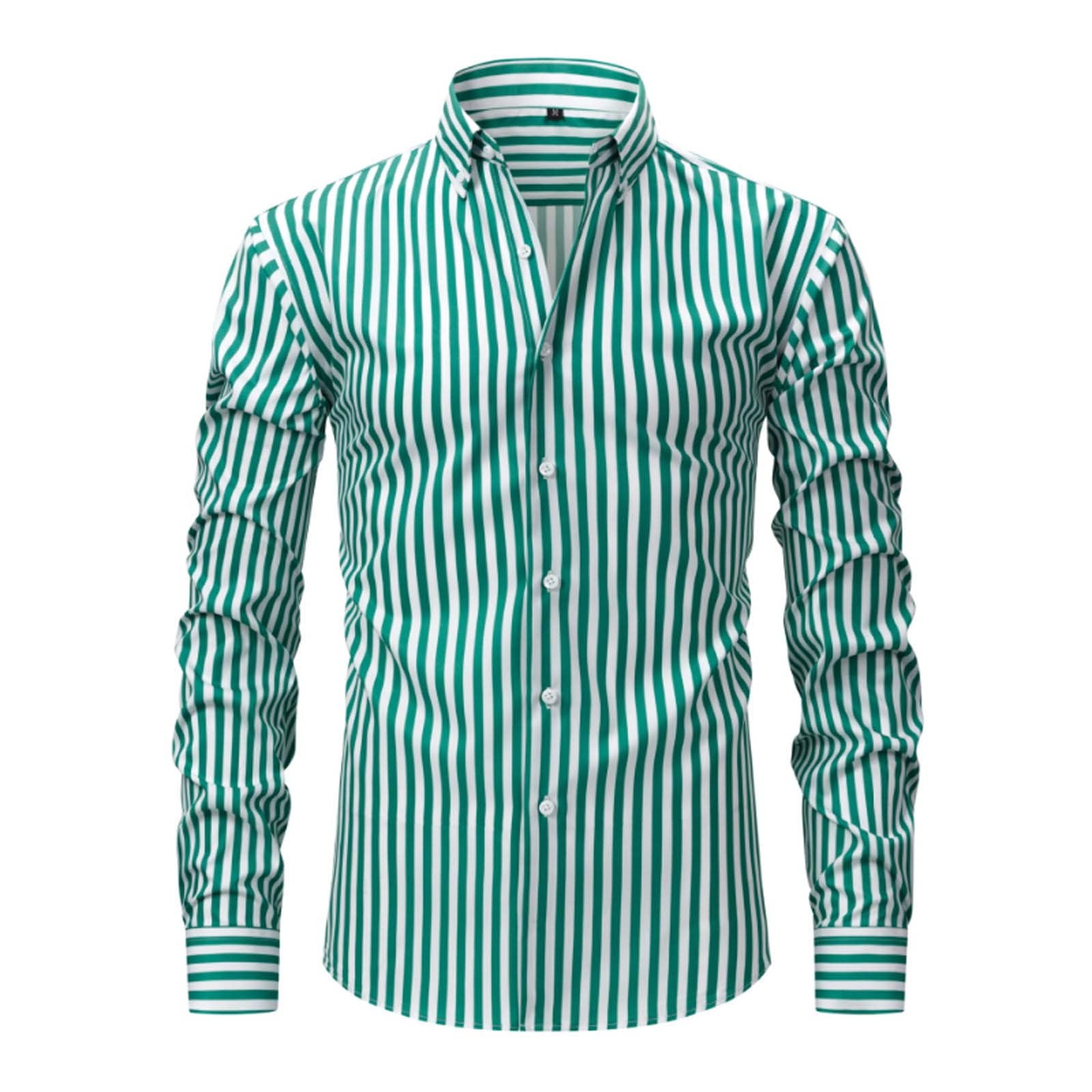 IYTR Mens Long Sleeve Button Down Shirts Business Casual Striped Shirt ...