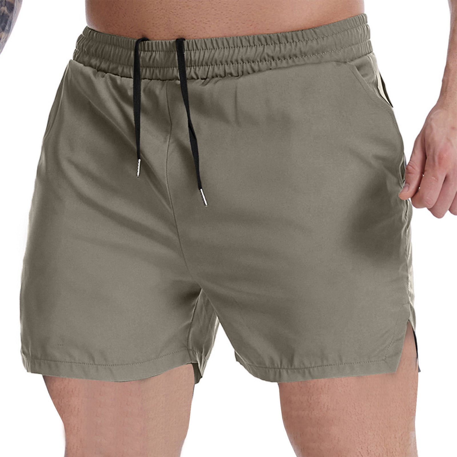 IYTR Mens Shorts Summer Solid Color Elastic Waist Drawstring Shorts ...