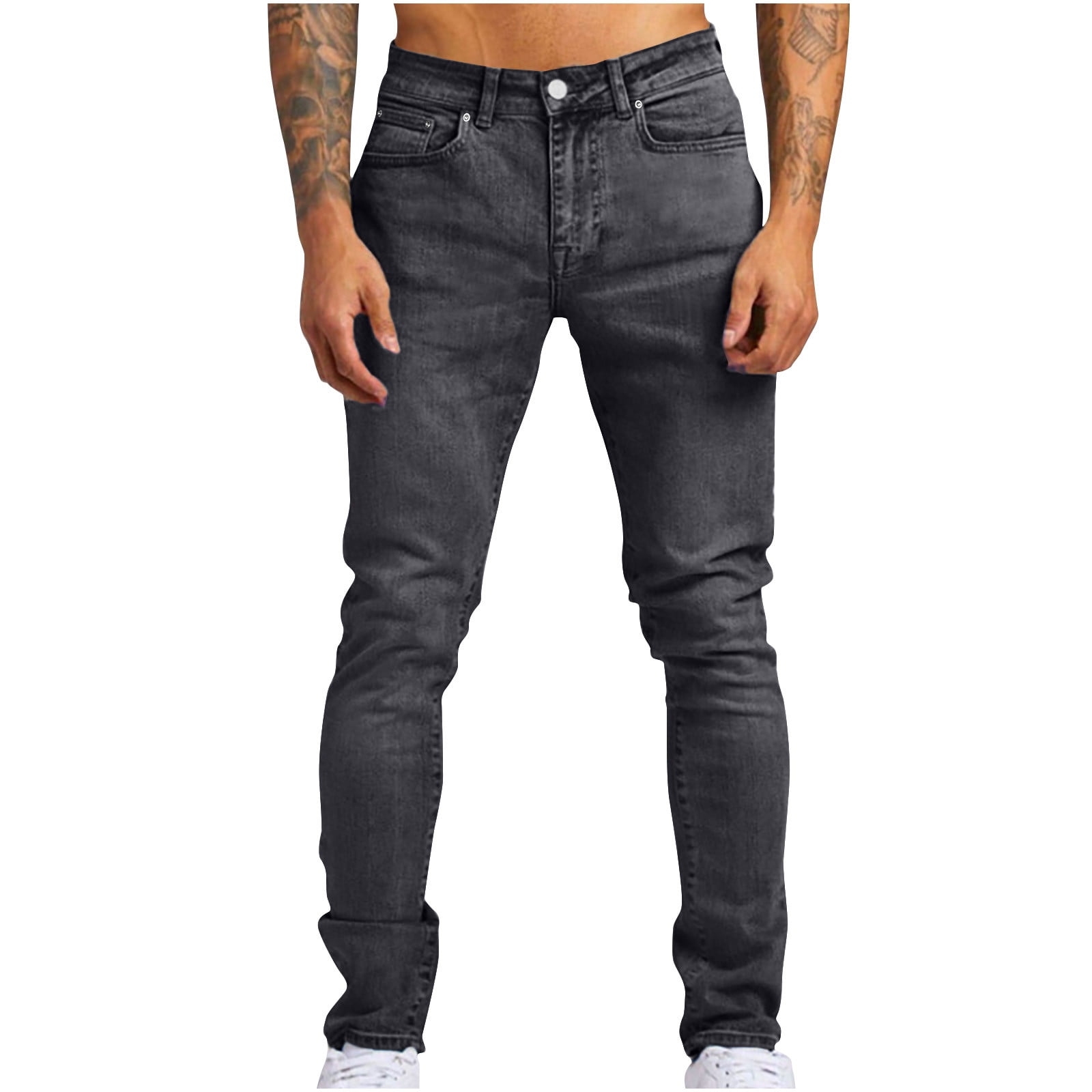 IYTR Mens Skinny Flex Denim Pants Comfy Solid Color Fashion Elastic ...