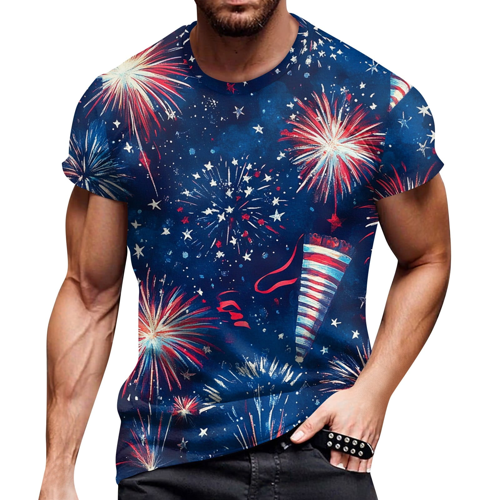 IYYVV American Flag Shirts for Men Casual USA Flag Graphic Patriotic ...