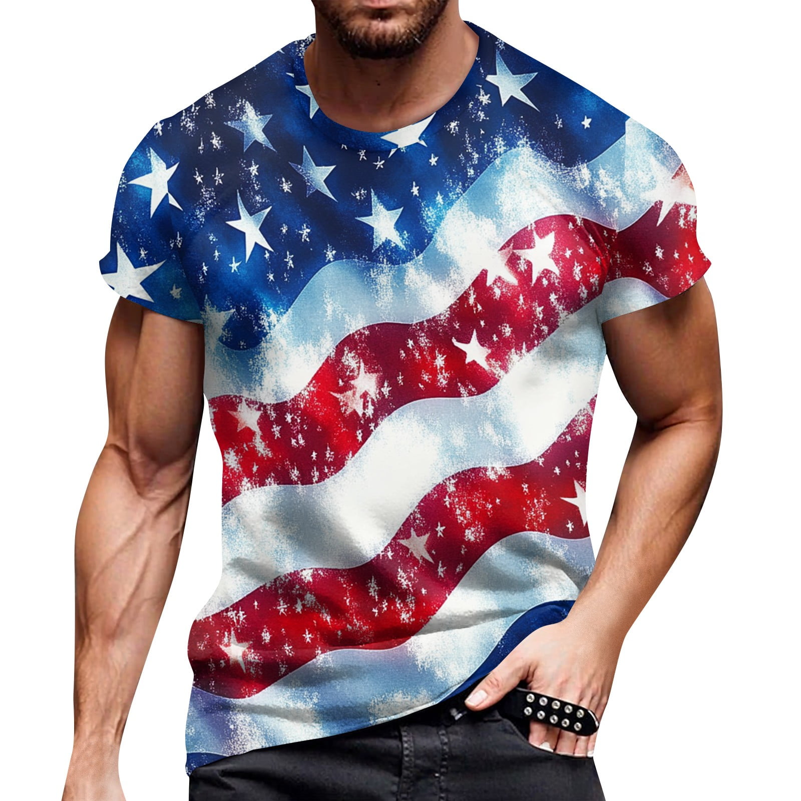 IYYVV American Flag Shirts for Men Casual USA Flag Graphic Patriotic ...