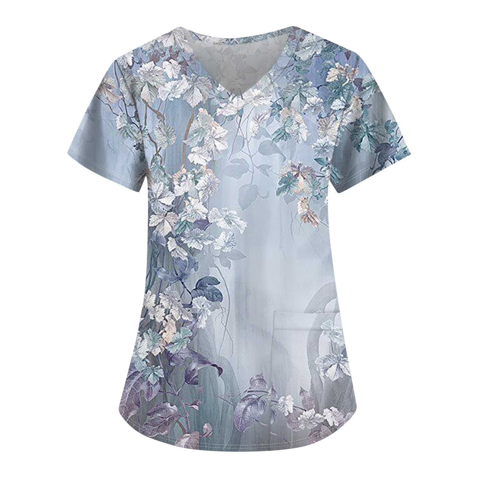 IYYVV Floral Printed Nursing Scrubs Shirts for Women 2024 New Fun ...