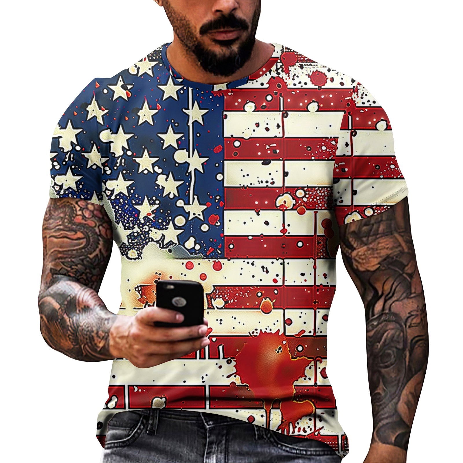 IYYVV Independence Day Shirts for Men 4Th of July Vintage Short Sleeve ...