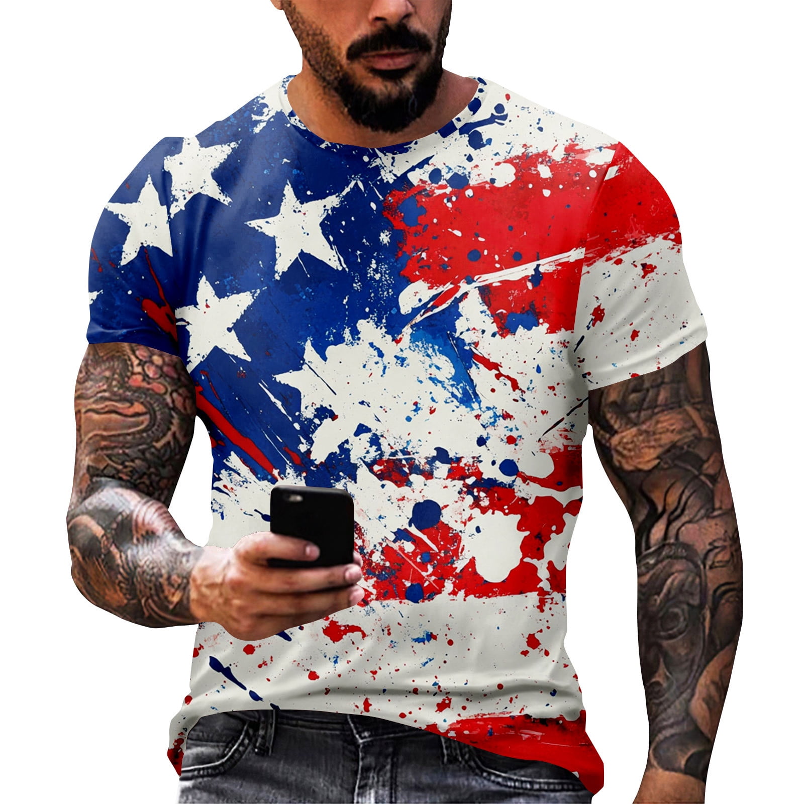 IYYVV Independence Day Shirts for Men 4Th of July Vintage Short Sleeve ...