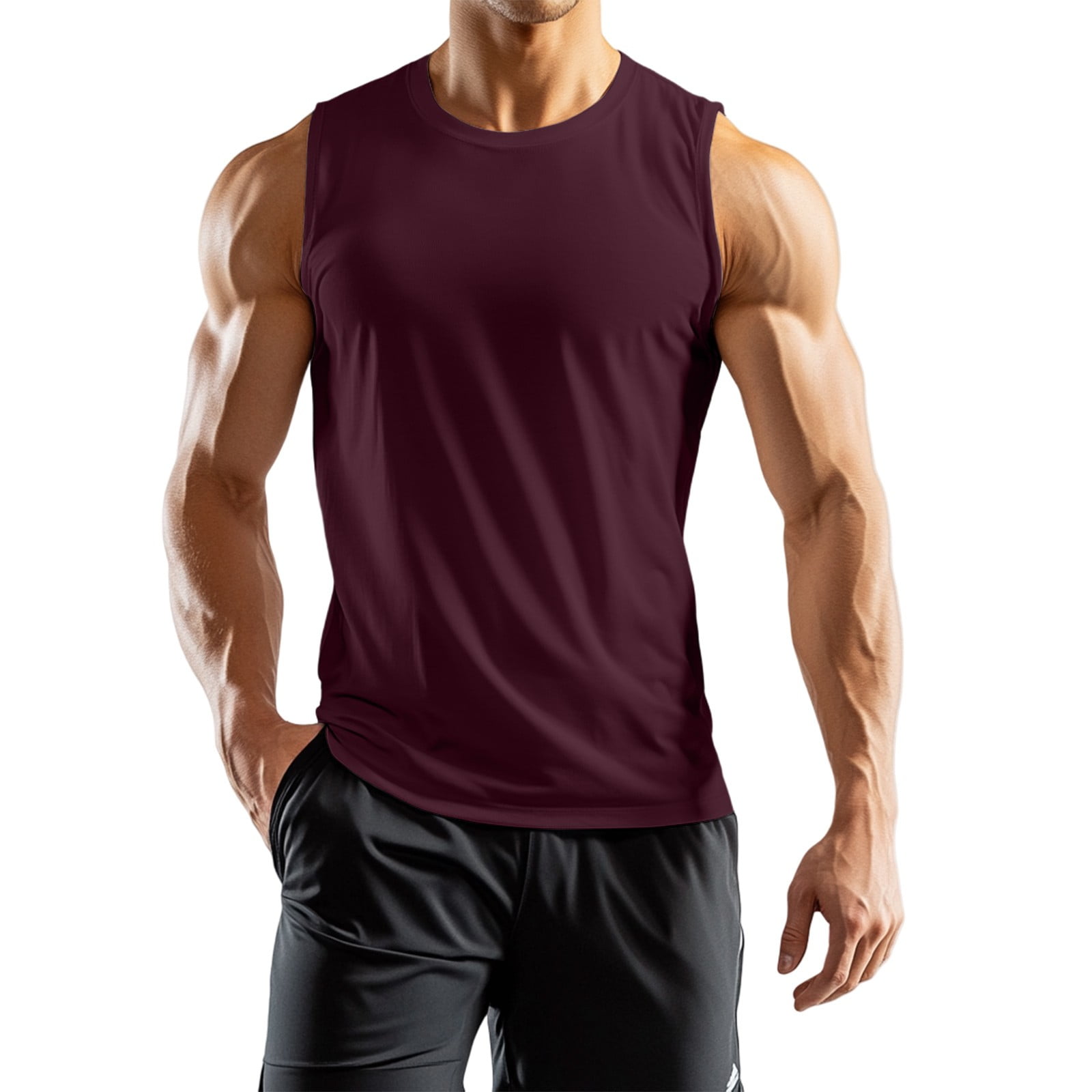IYYVV Men's Tank Top Cotton Workout Sleeveless Athletic Muscle T Shirts ...