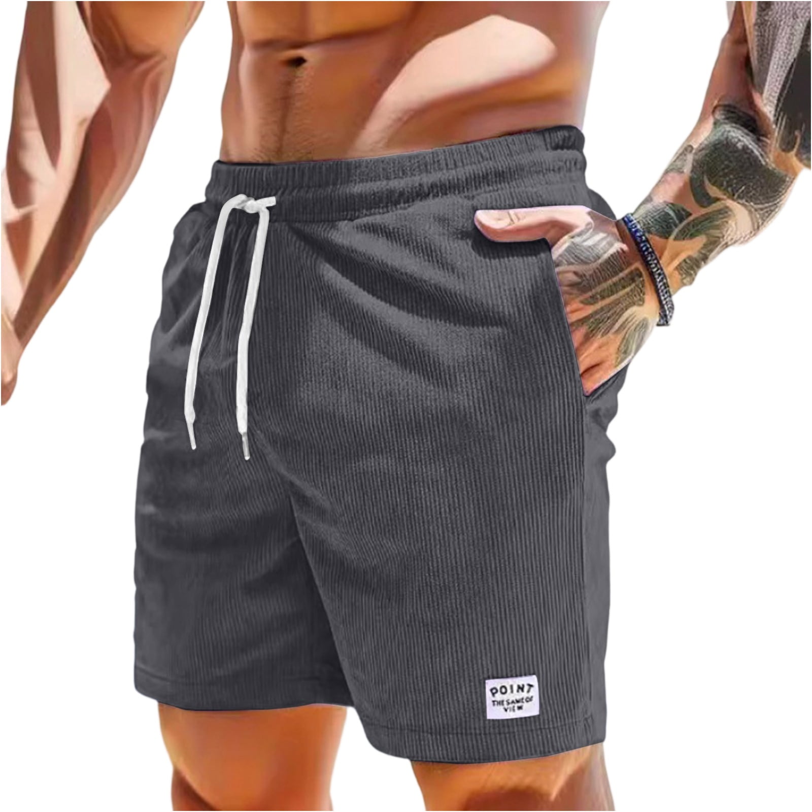 IYYVV Mens Corduroy Shorts Elastic Waiste Big and Tall Lounge Beach ...