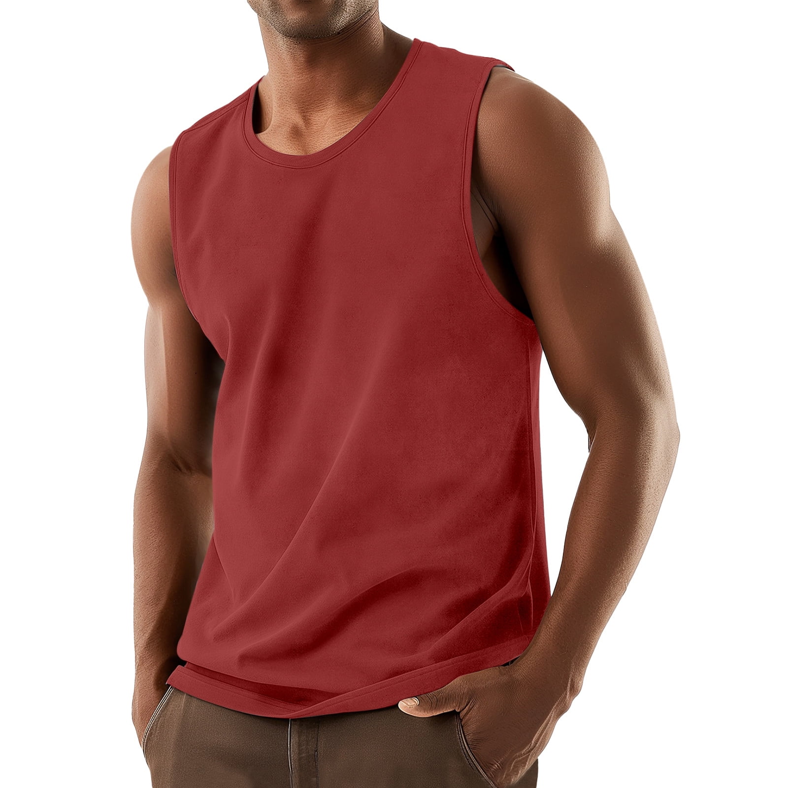 IYYVV Mens Workout Sleeveless Shirts Cotton Casual Tank Tops Muscle Gym ...