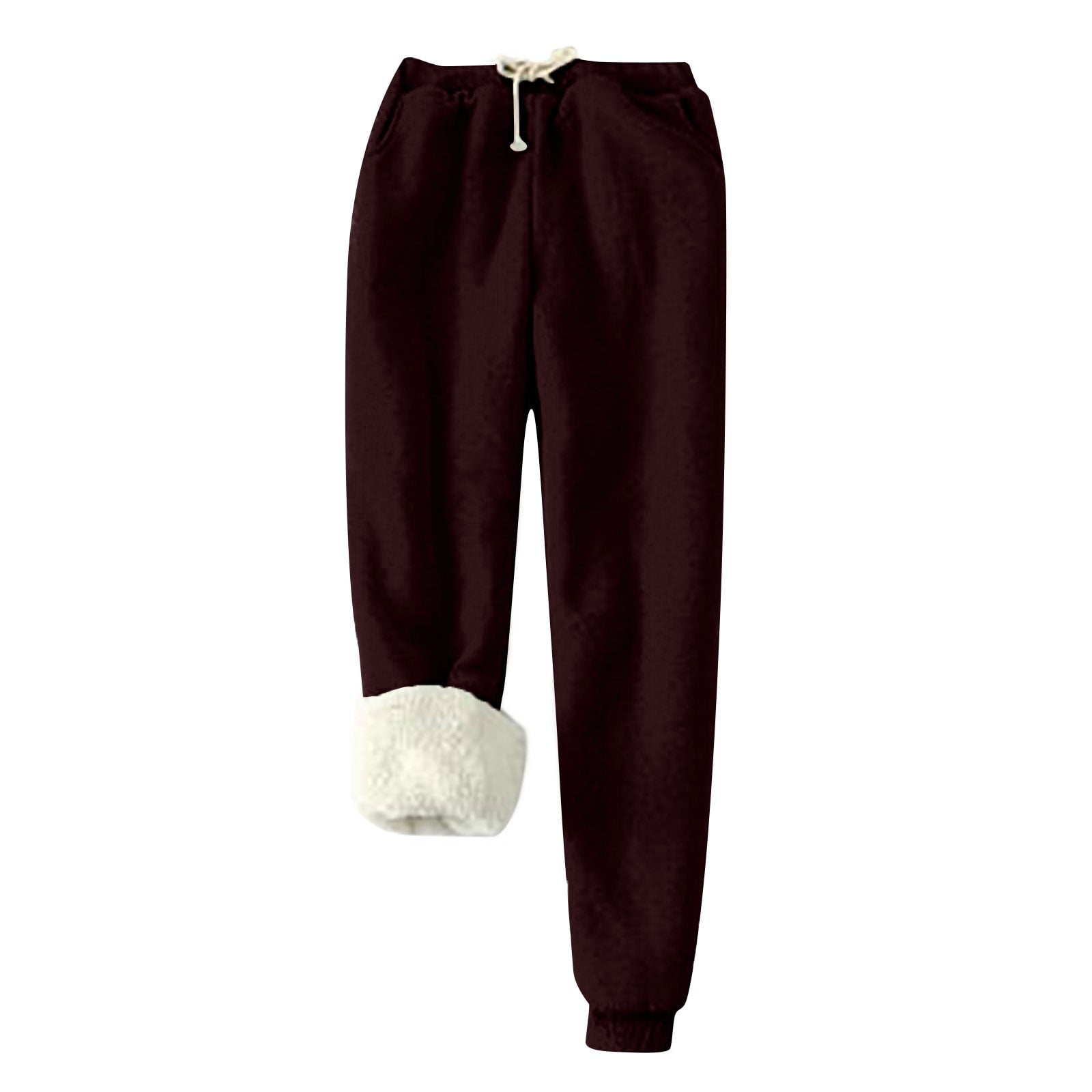 IYYVV Women Fleece Lined Sweatpants Sherpa Lined Sweatpants Warm Thick Jogging Pants Winter ...