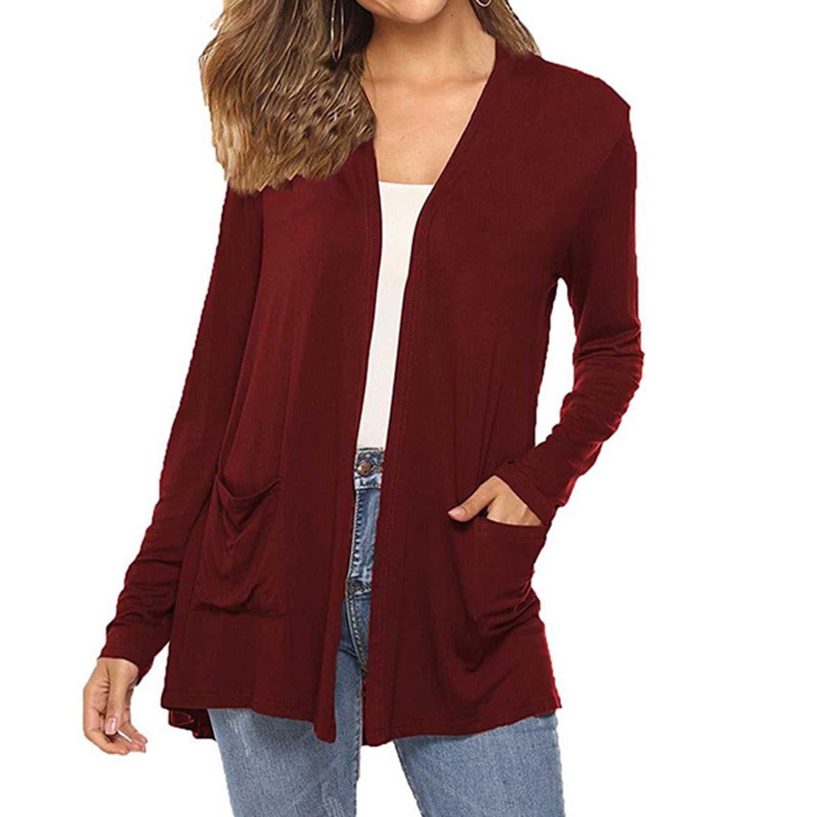 IYYVV Womens Casual Lightweight Cardigans with Pocketes Long Sleeve ...
