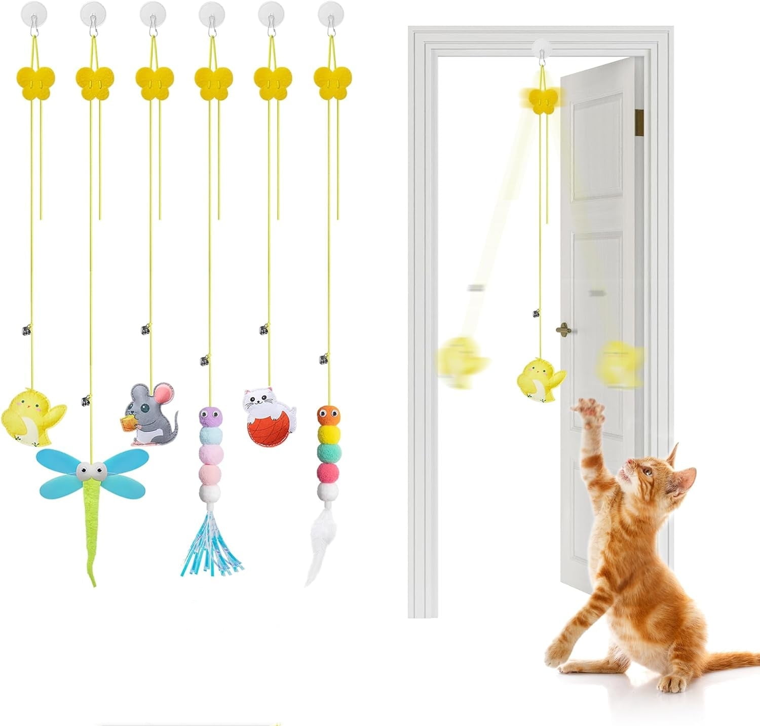 IZEYNO 6 Pack Retractable Kitty Mouse Toys with Bell, Multicolor ...