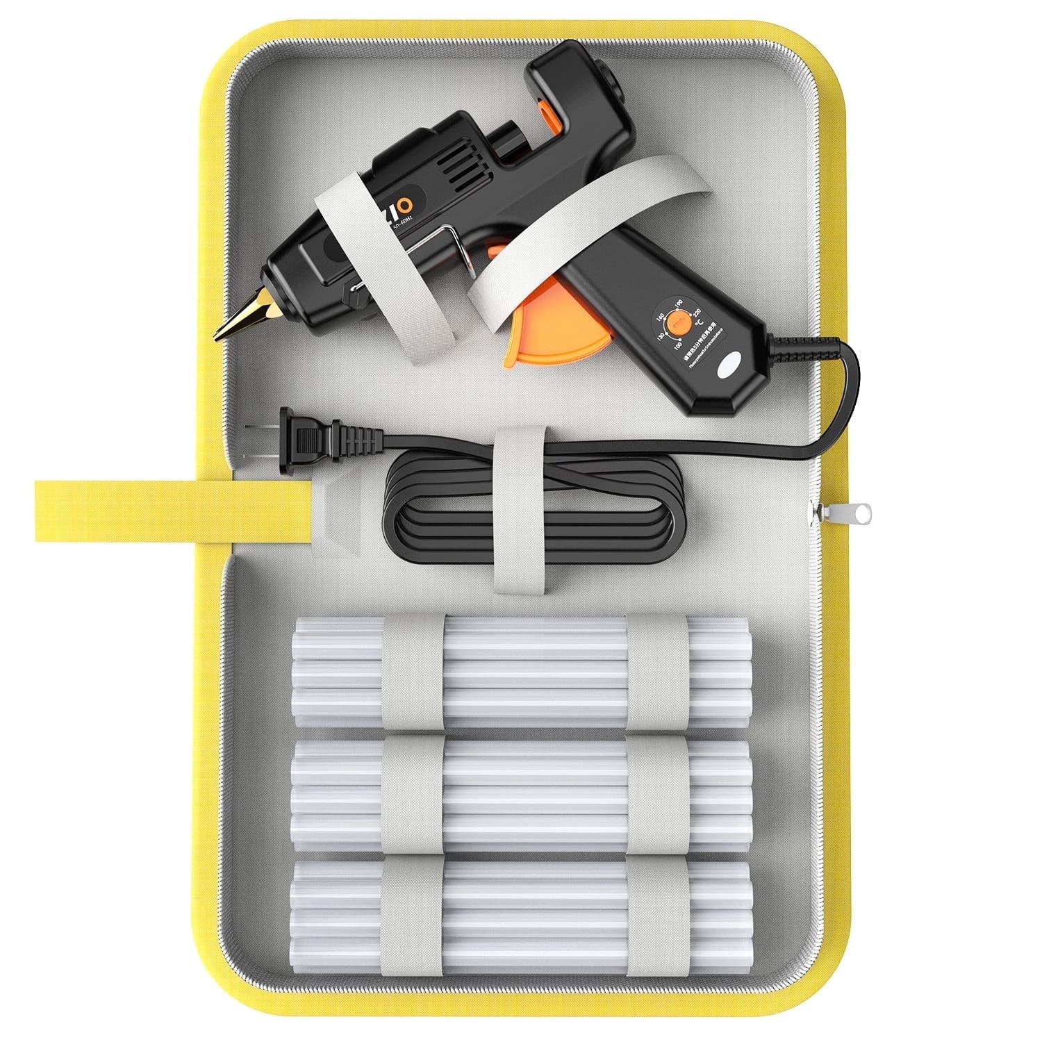 IZIO Adjustable Temperature Hot Glue Gun Kit with 21 Glue Sticks & Storage Case, 100-220°F ...