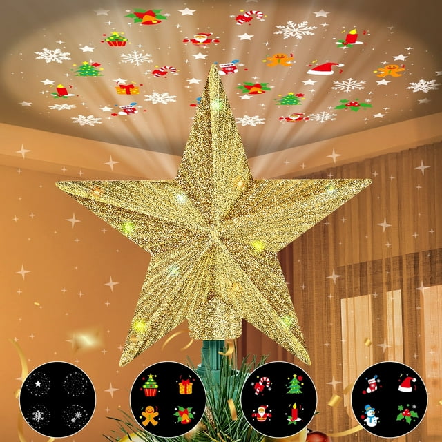 IZNEN Christmas Tree Topper Projector,LED Christmas Tree Star Topper ...