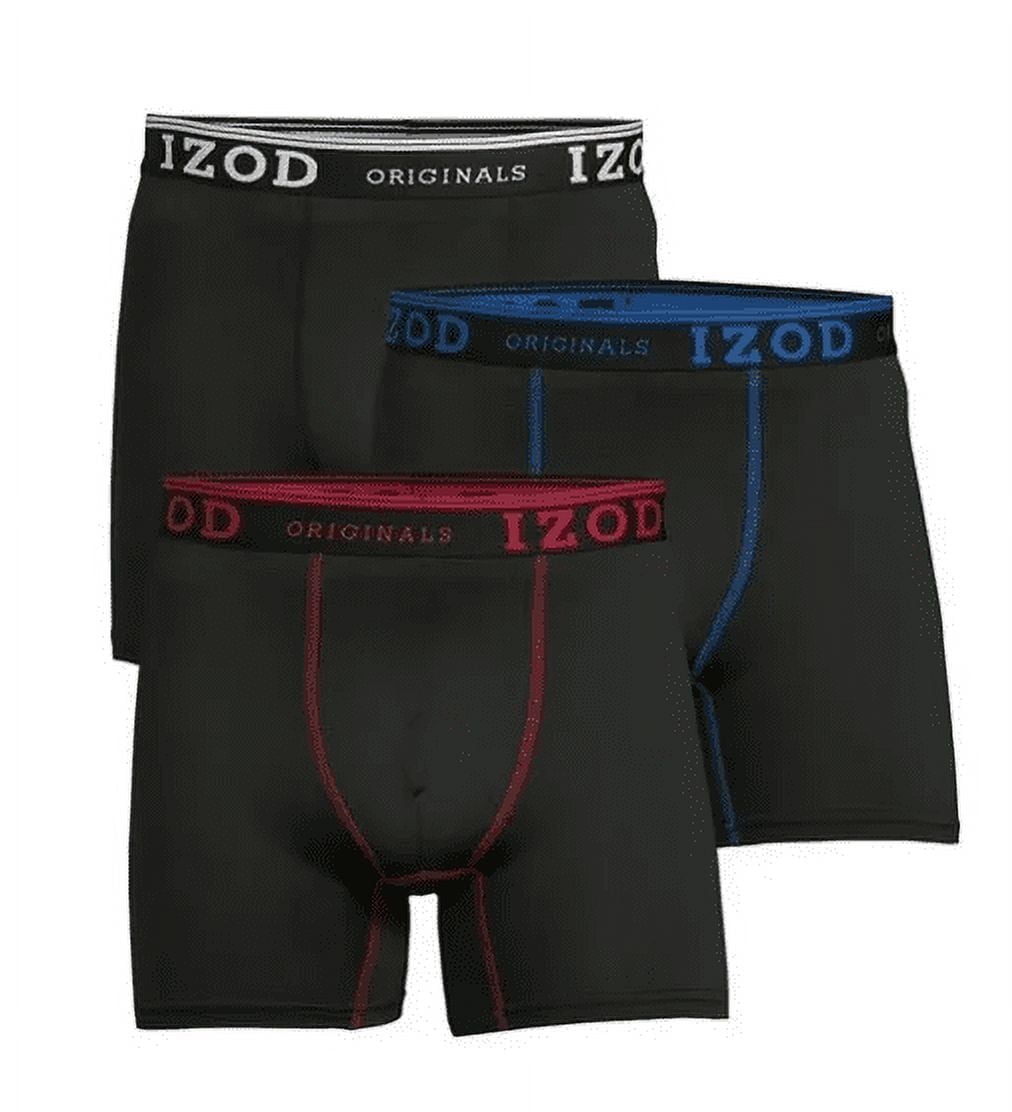 IZOD M Polyester Stretch Waistband Men's Boxer Briefs, Black (3-Pack) - Walmart.com