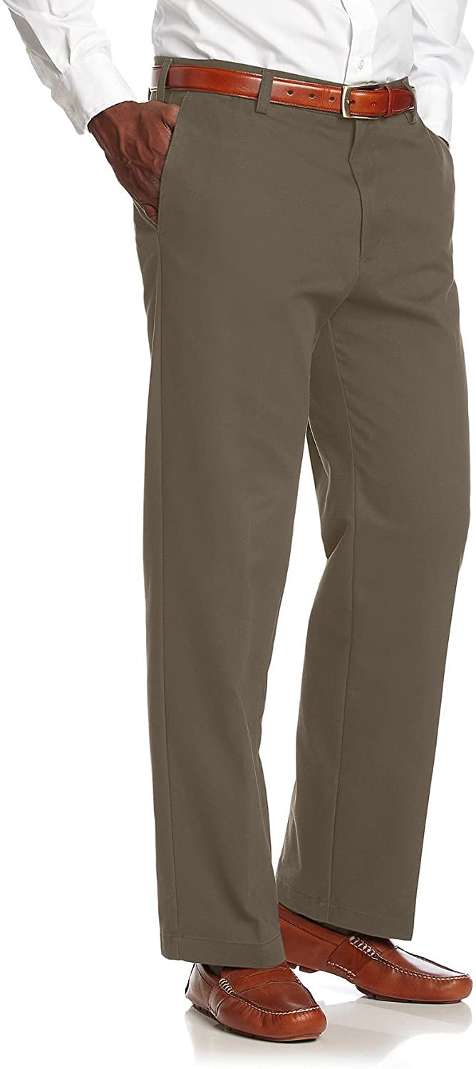 IZOD Men's American Chino Flat Front Straight Fit Pant, Olive, 34W x ...