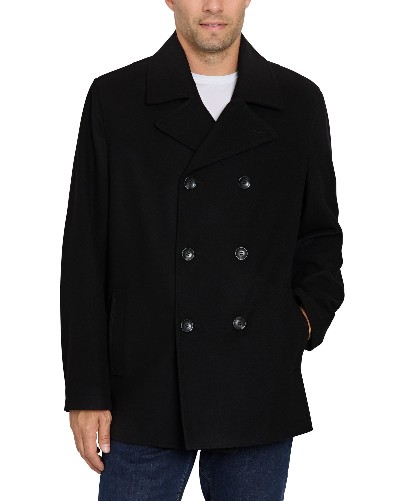 IZOD Men's Double Breasted Wool Peacoat with Quilted Lining, Up to Size ...