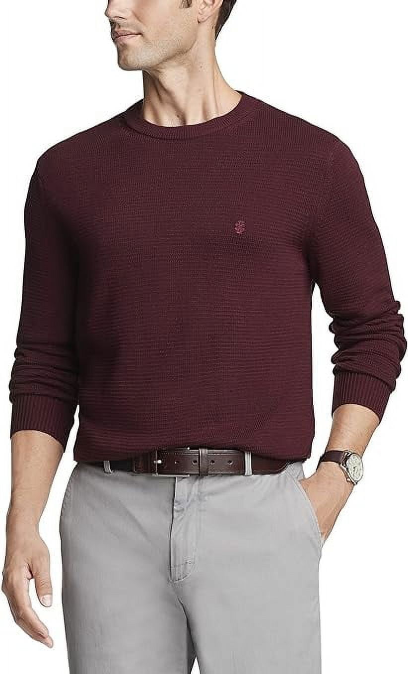 IZOD Men's Classics Long Sleeve Crewneck Textured Ottoman Sweater, Port ...