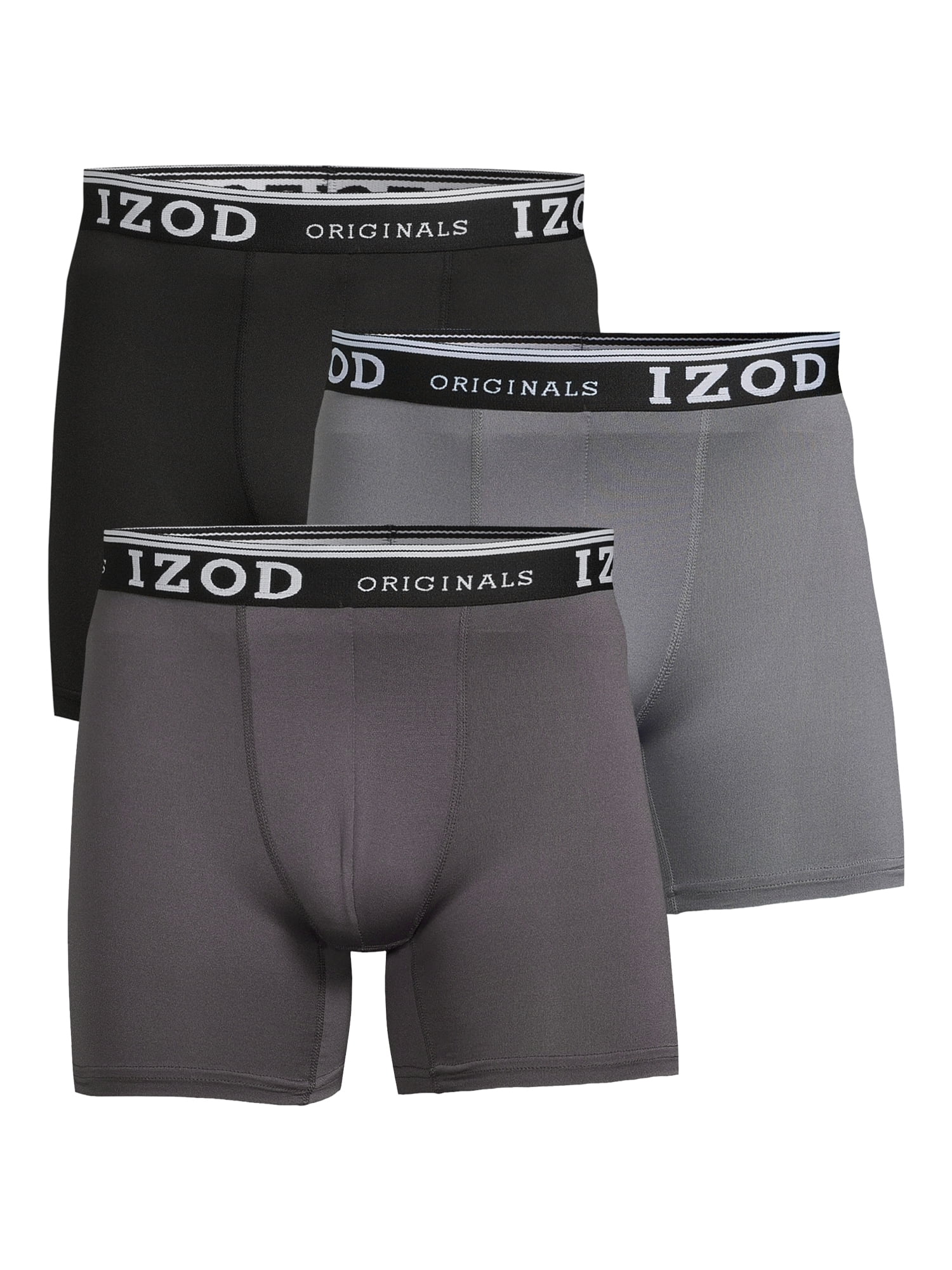 IZOD Men's Comfortable Stretch Waistband Polyester Boxer Briefs, Gray ...