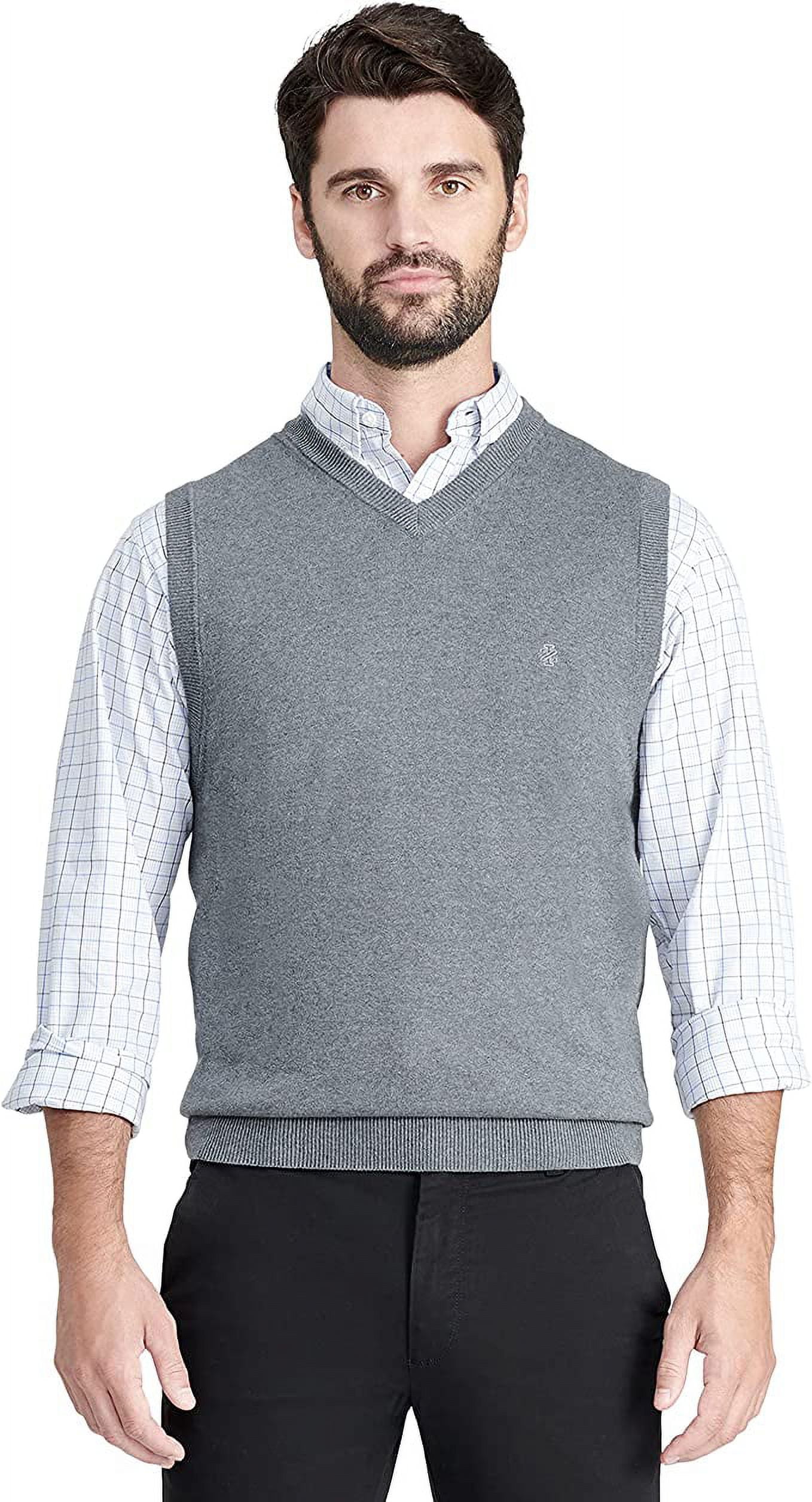 IZOD Men's Fine Gauge V-Neck Sweater Vest, Carbon Heather BT, 4XLT ...